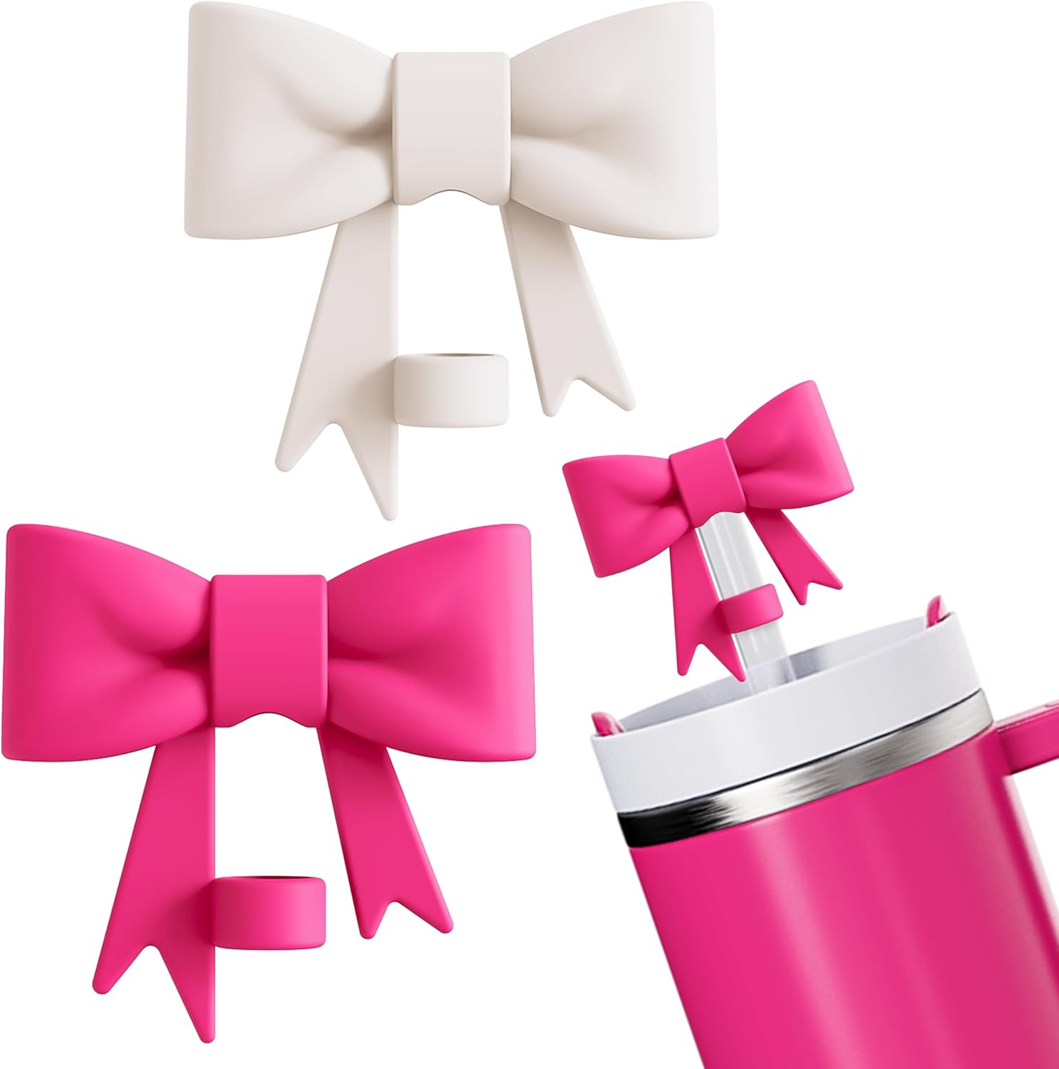 Amazon.com: TIEXBU 2Pcs Bow Straw Covers Compatible with Stanley Cups ...