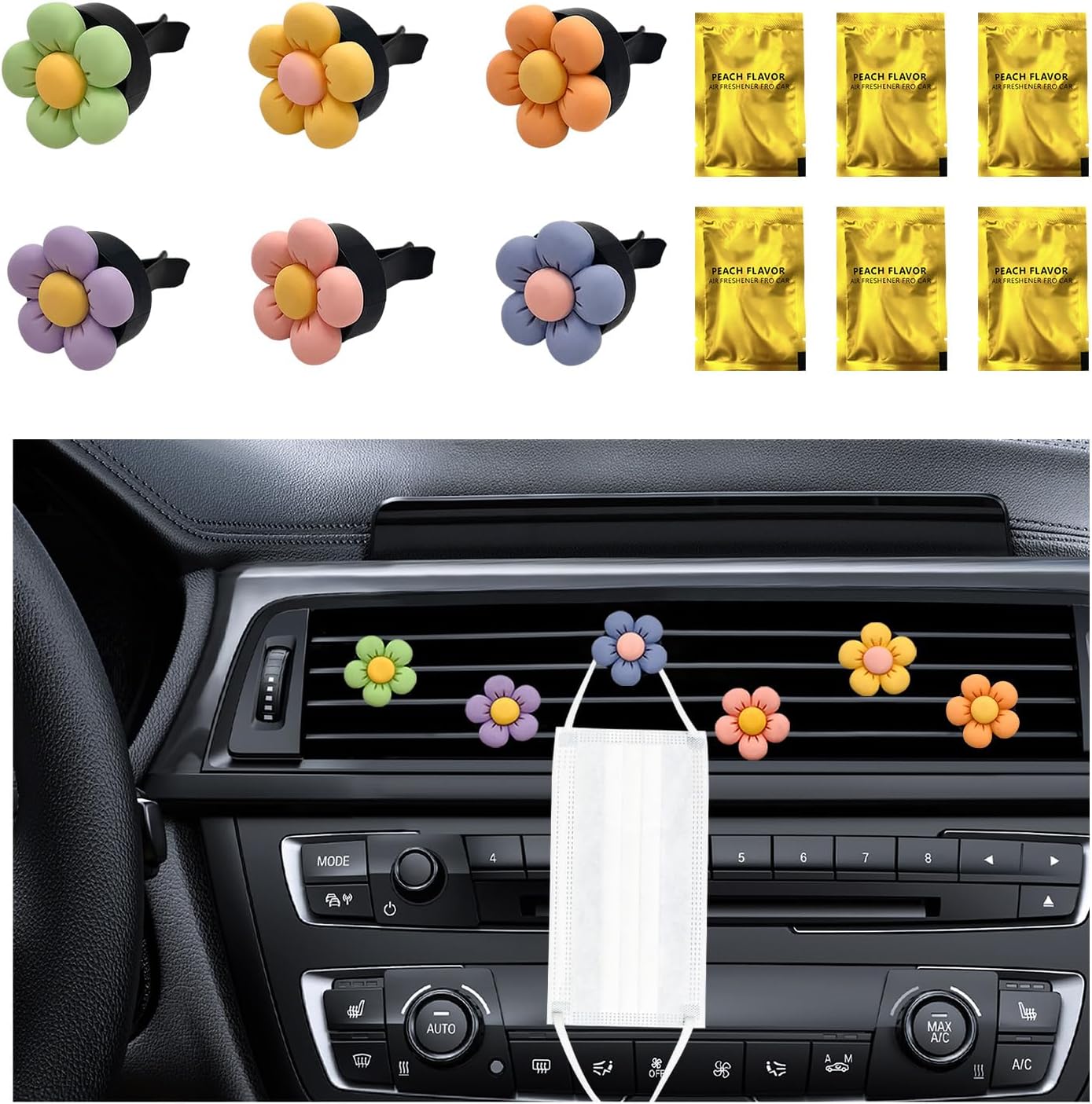 Amazon.com: Suvnie 6 PCS Daisy Car Air Vent Clips, Cute Flower Air ...
