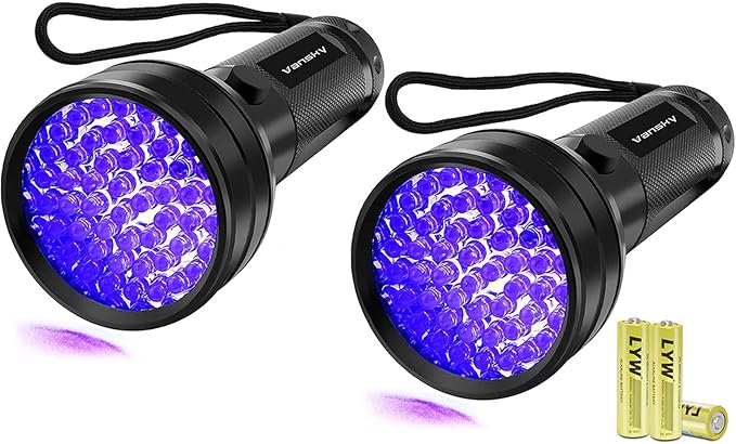 Vansky UV Flashlight Black Light 51 LED & 51 LED Blacklight Pet Urine Detector for Dog/Cat Urine ...