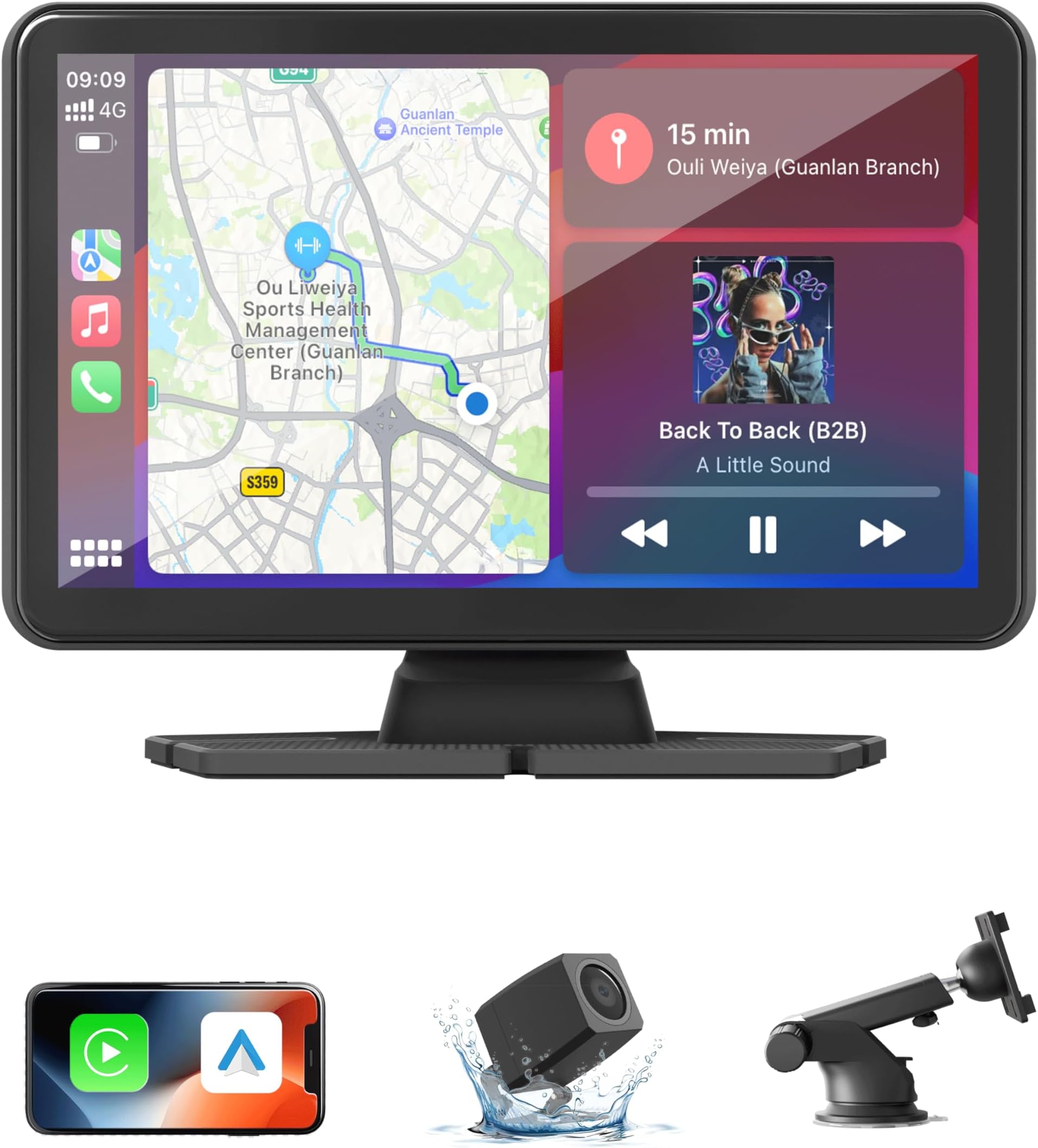 Amazon.com: Madoec Portable Apple Carplay Screen for Car, 9" Wireless ...