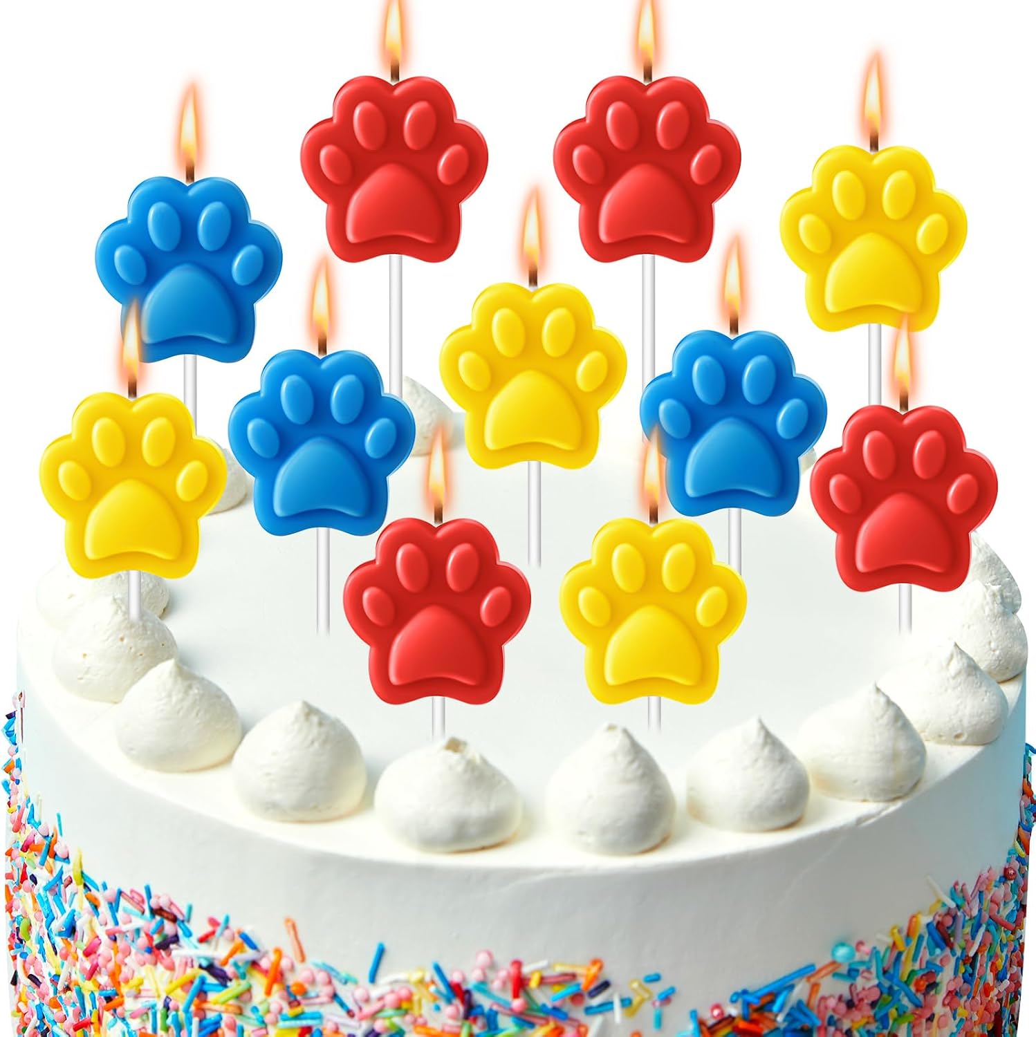 Amazon.com: Conelist 12 Pcs Dog Paw Birthday Candles Patrol Dog Cake ...