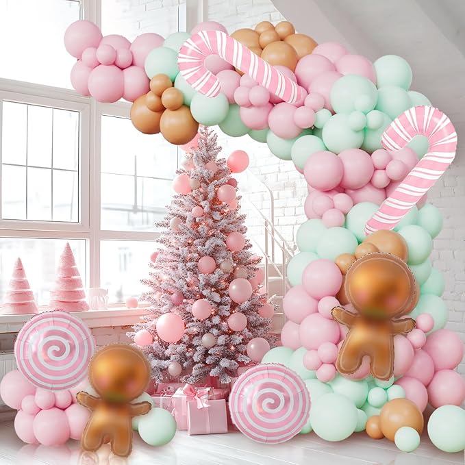 Amazon.com: Gingerbread Balloon Arch 139Pcs Christmas Balloon Garland ...