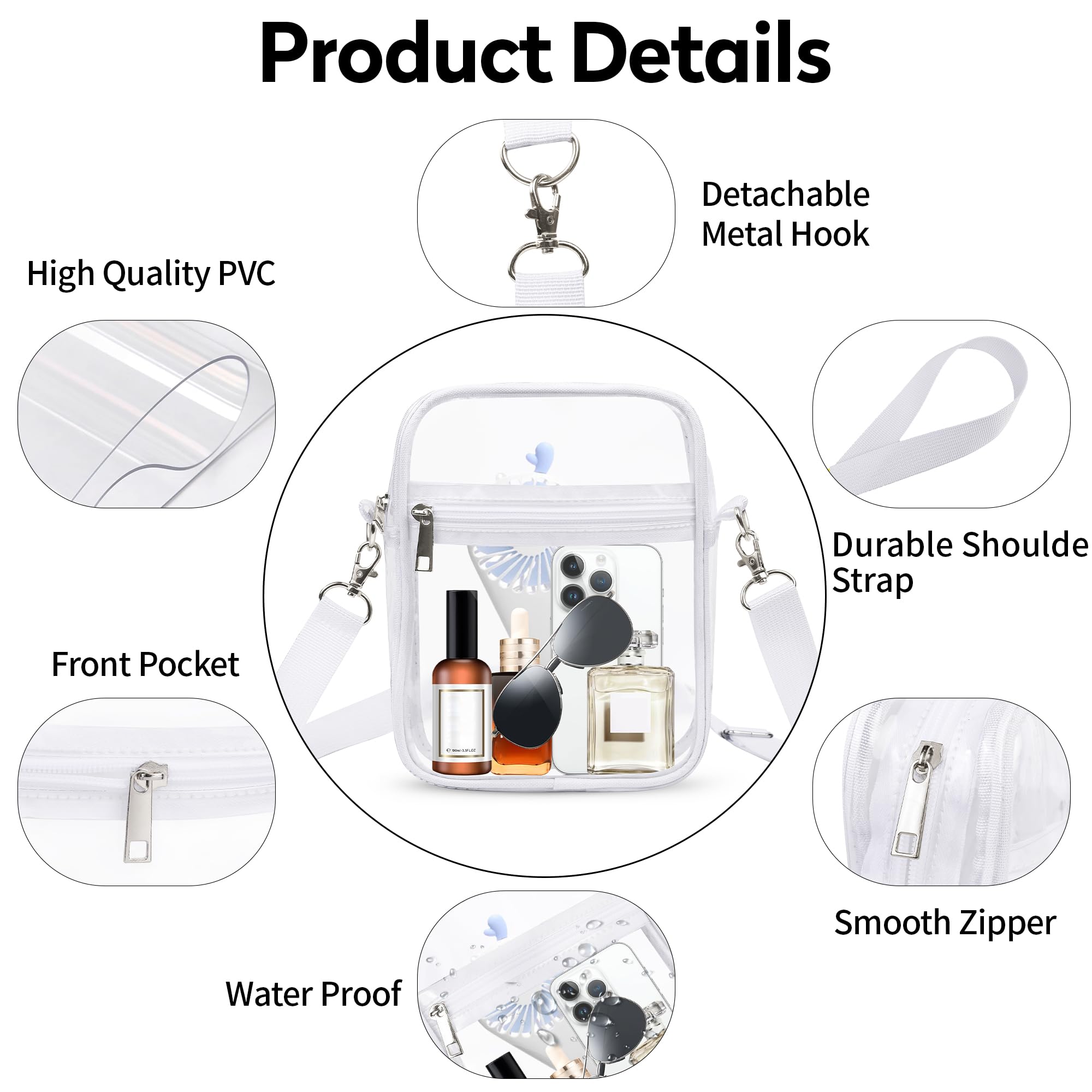 Snapklik.com : VOROLO Clear Crossbody Bag Stadium Approved See Through ...