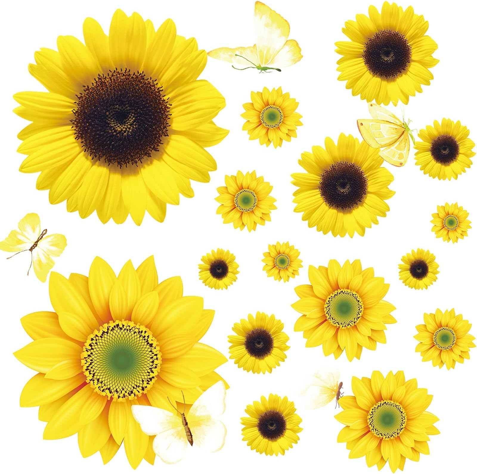 Amazon.com: 56Pcs Sunflower Butterfly Sticker Sunflower Stickers for ...