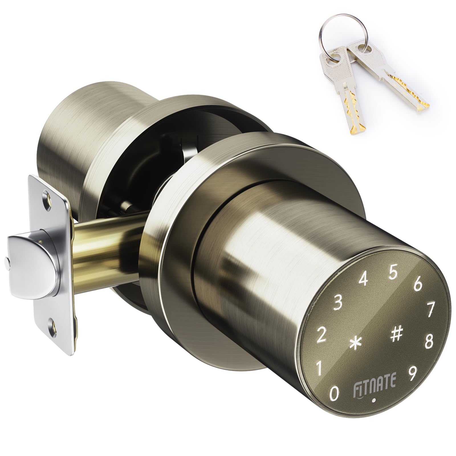 FITNATE Keypad Door Knob, Touch-Screen Digital Door Lock for Keyless ...