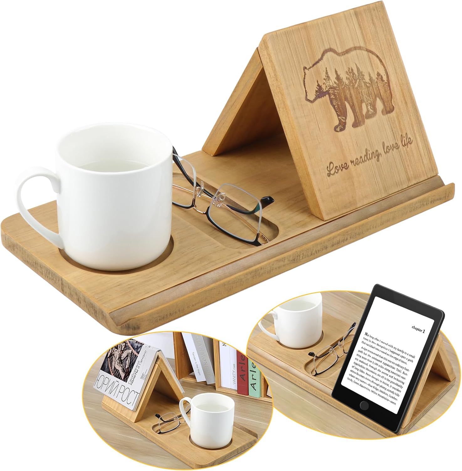 Amazon.com : Book Stand Holder Triangle,Wooden Triangle Book Stand ...