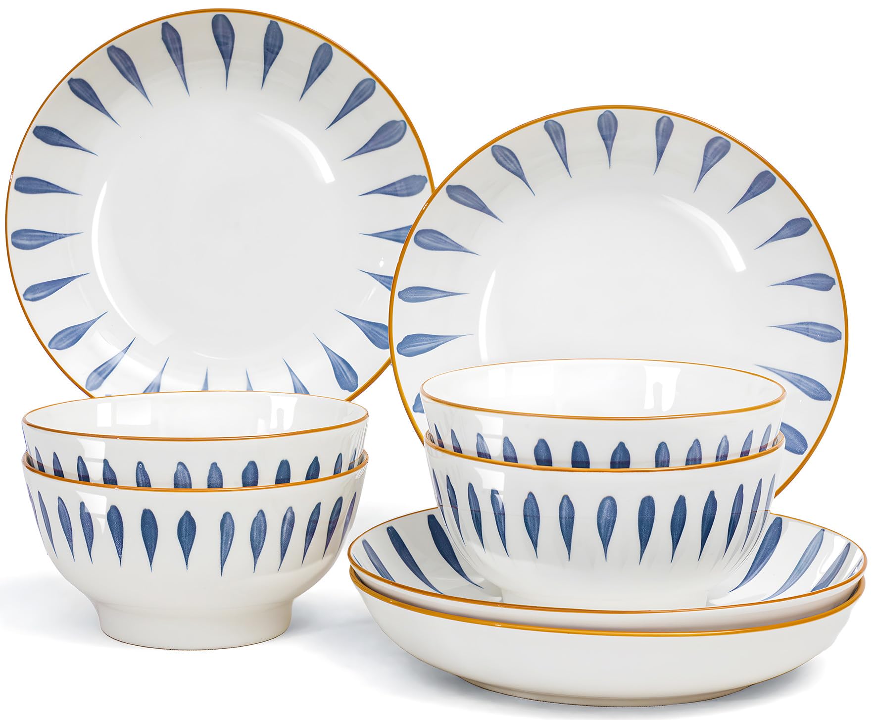 Amazon.com | 8 Piece Porcelain Dinnerware Set, Premium Plates and Bowls ...