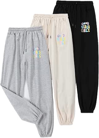 Amazon.com: EXARUS 3 Pack Girls Sweatpants Joggers Sweat Pants Cute ...