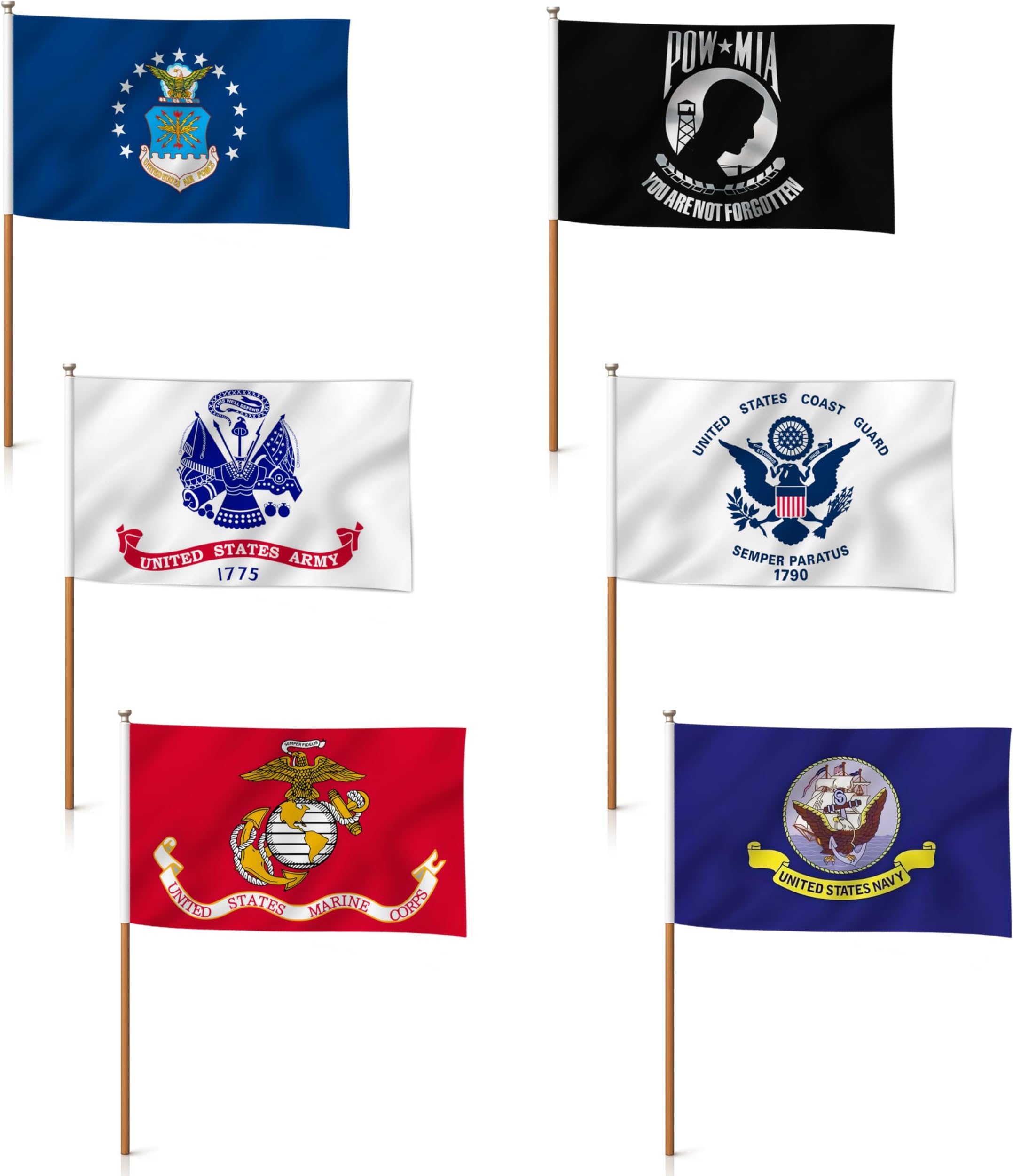 Amazon.com : 3 * 5ft Lot of 5 Branches Military Set Polyester Flags Air ...