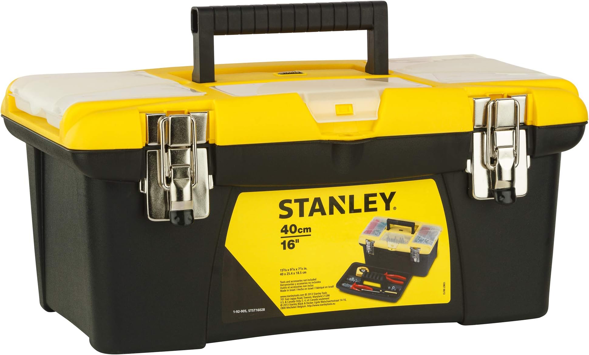 STANLEY Deep Toolbox Storage with 1 Touch Latch, 2 Lid Organisers for ...