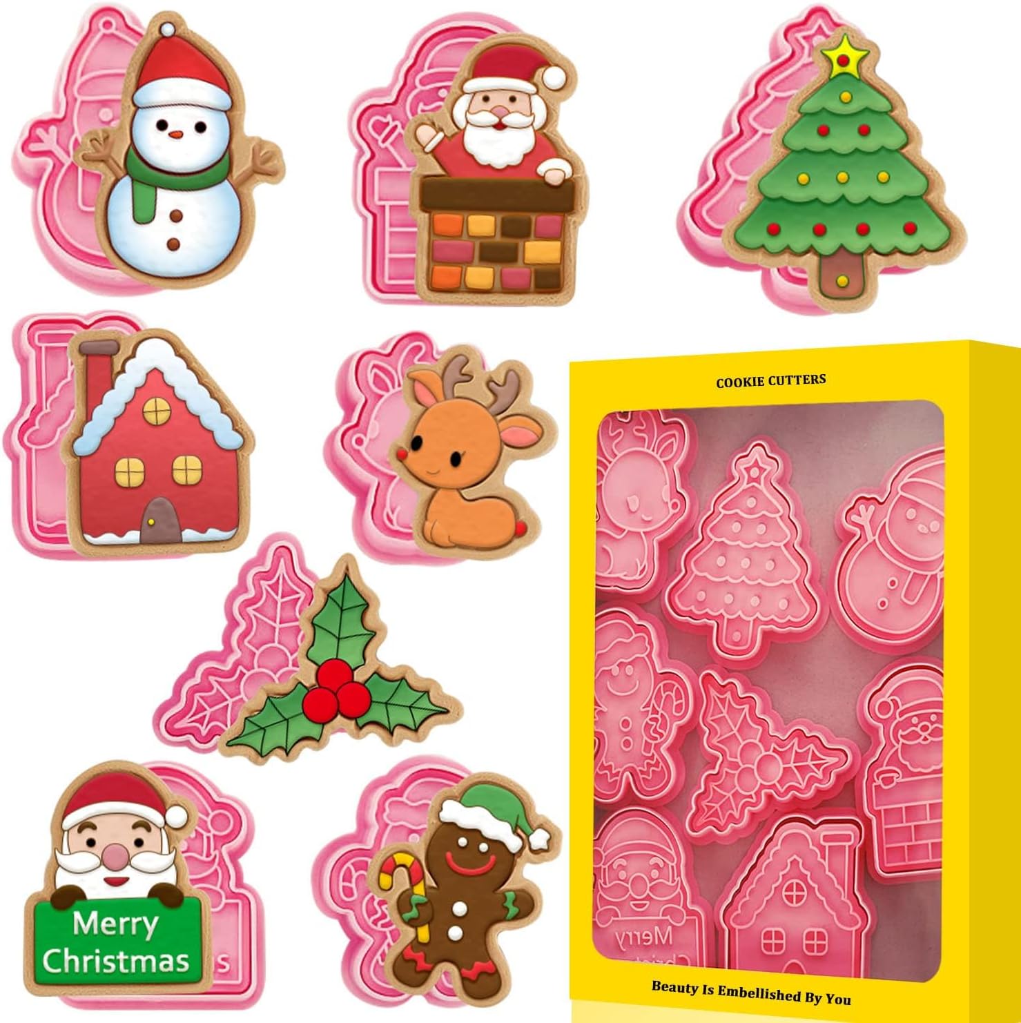 Amazon.com: Leesgel Christmas Cookie Cutters, 3D Christmas Holiday ...