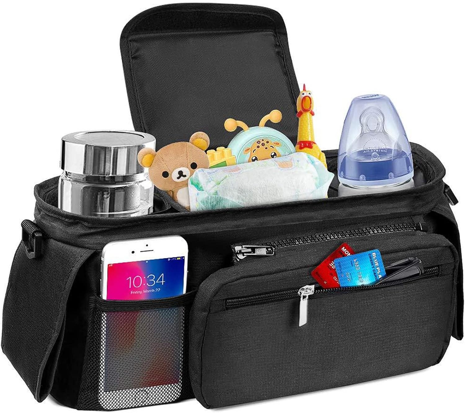 Amazon.com: Universal Stroller Organizer with 2 Insulated Cup Holders ...