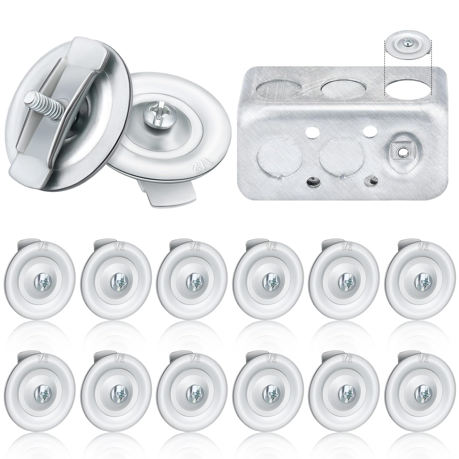 Tandefio 12 Pieces 1/2 Inch Electrical Box Knockout Plugs Metal ...