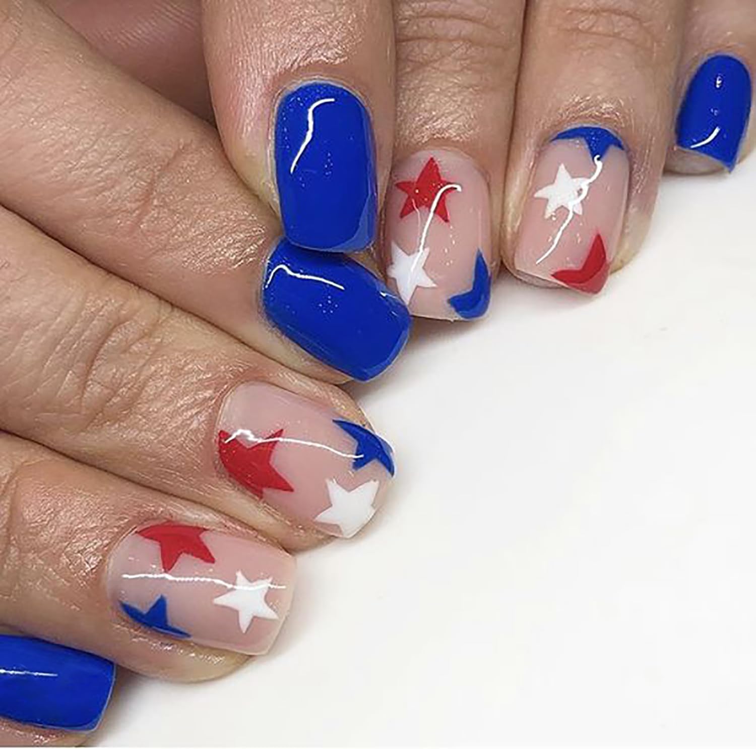 Amazon.com: Independence Day Press on Nails Short Square Fake Nails ...