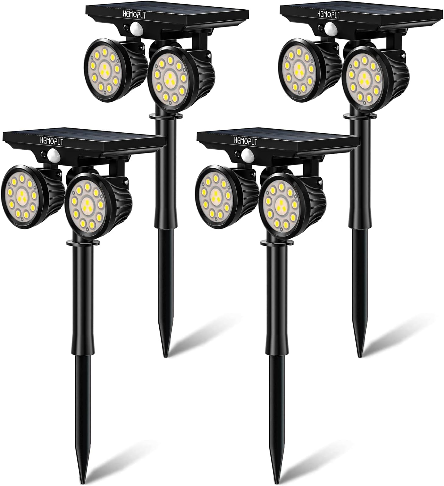 HEMOPLT Solar Spot Lights Outdoor, Solar Landscape Spotlights, Double ...