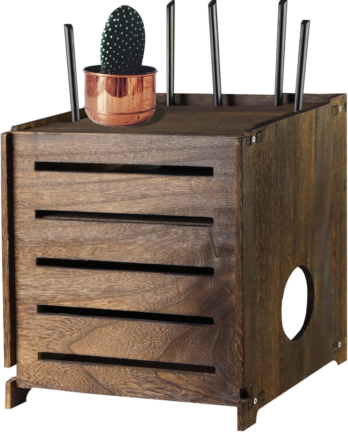 Router Storage Box Wooden Signal Penetrable WiFi Router Box Hider Modem ...