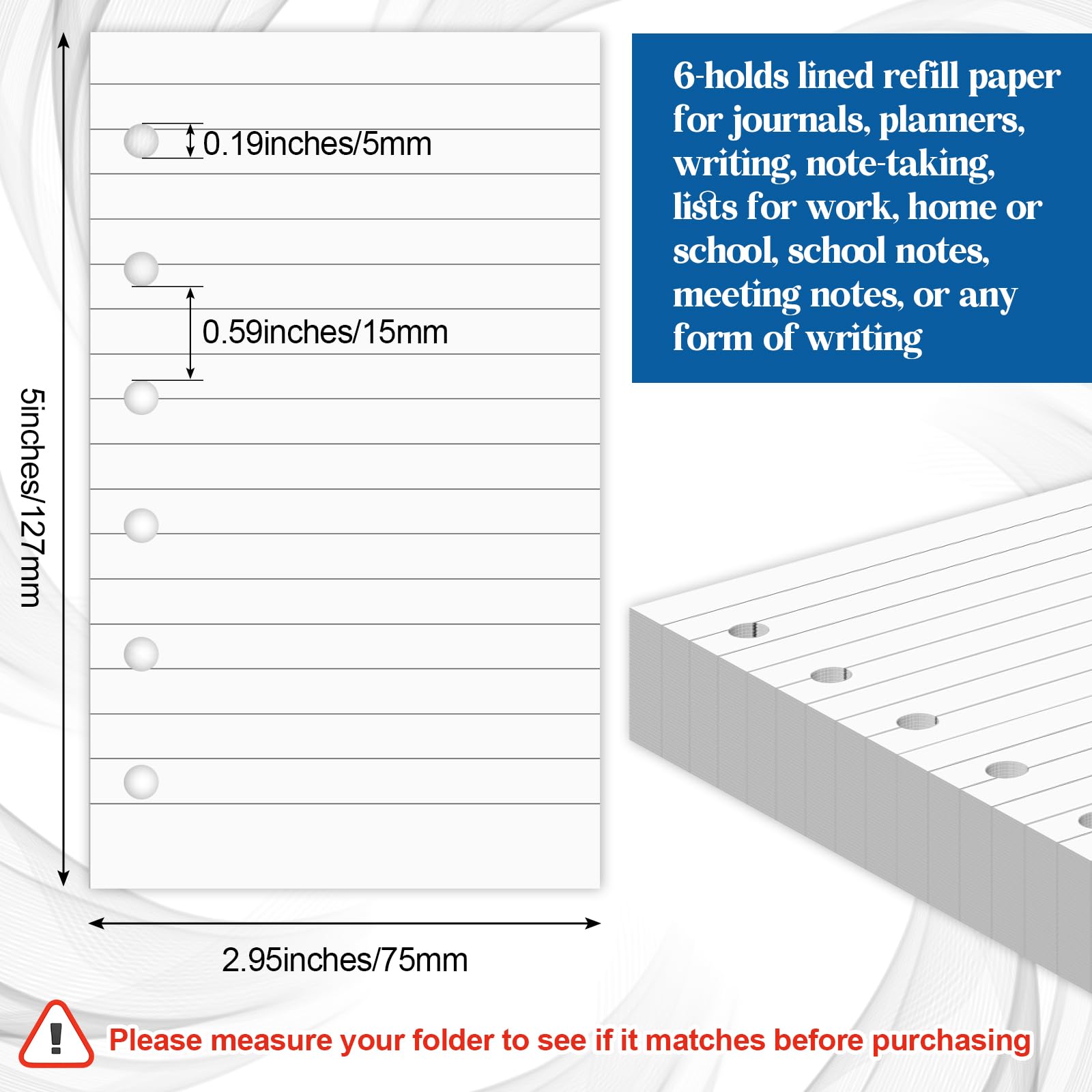 Snapklik.com : Ireer 200 Sheets Blank Lined Paper Refill For 3 X 5 ...