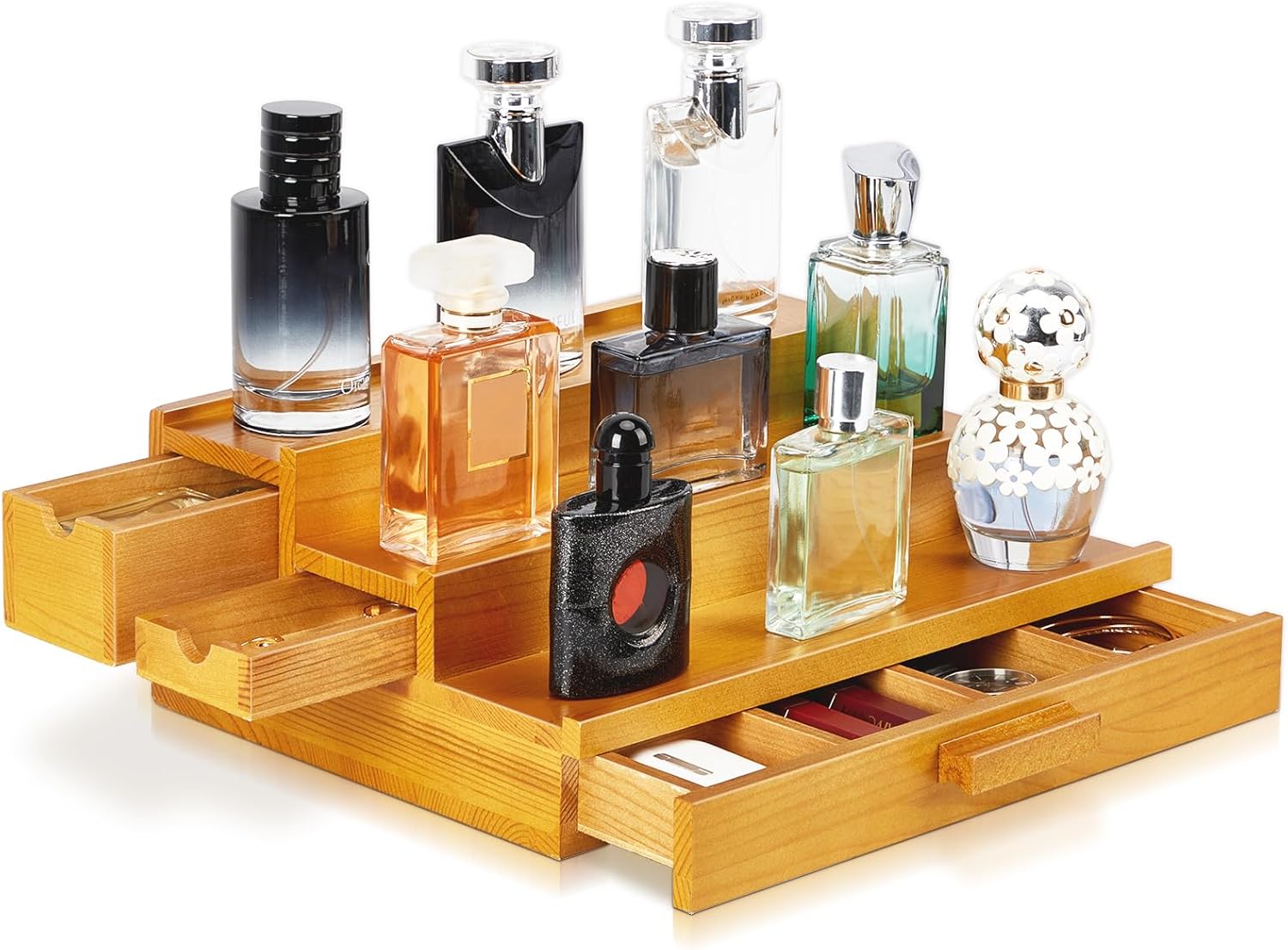 Amazon.com: Pyinlon Wooden Cologne Organizer for Men, 3-Tier Cologne ...