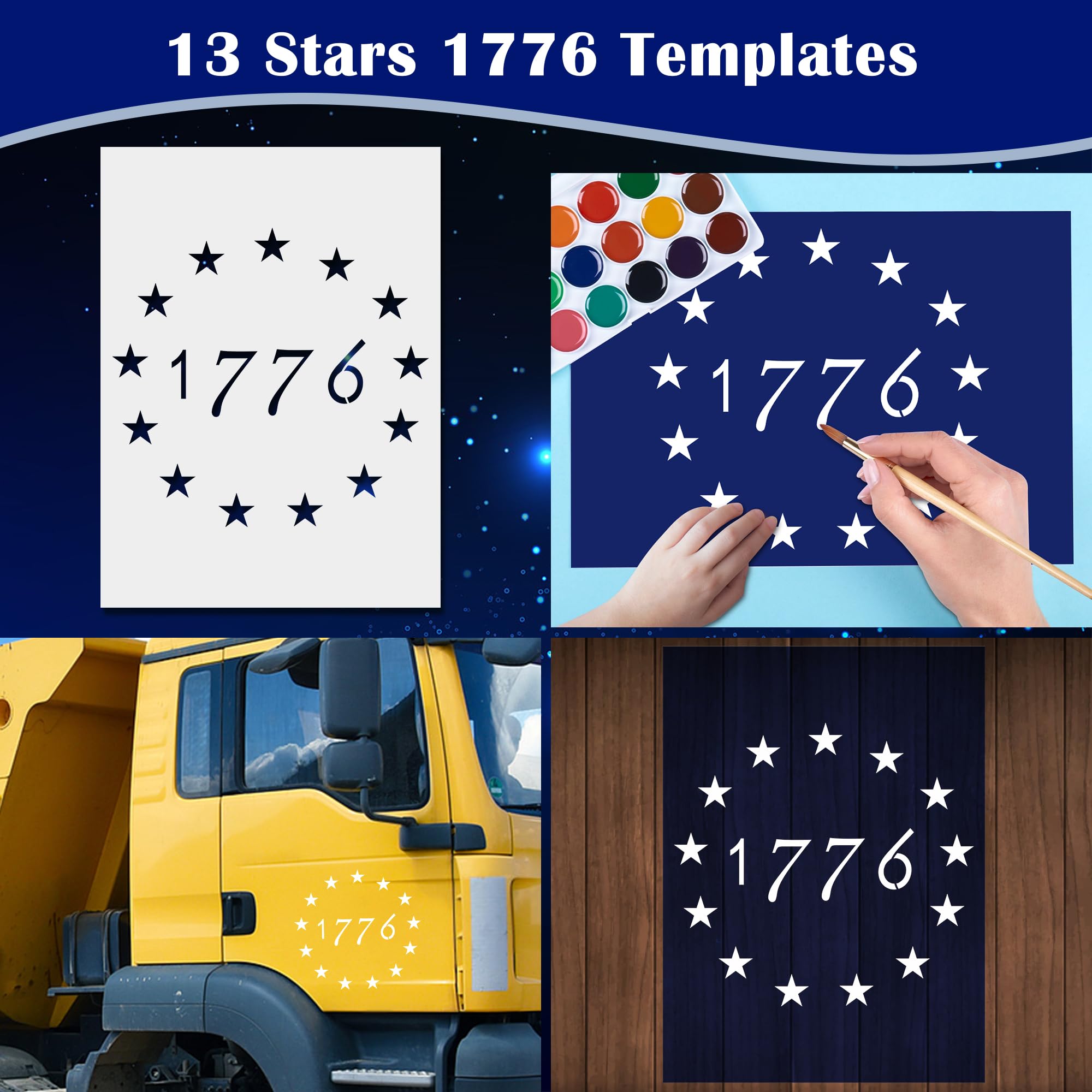 Snapklik.com : COITEK 6PCS Large Star Stencil For Painting, Flag For ...