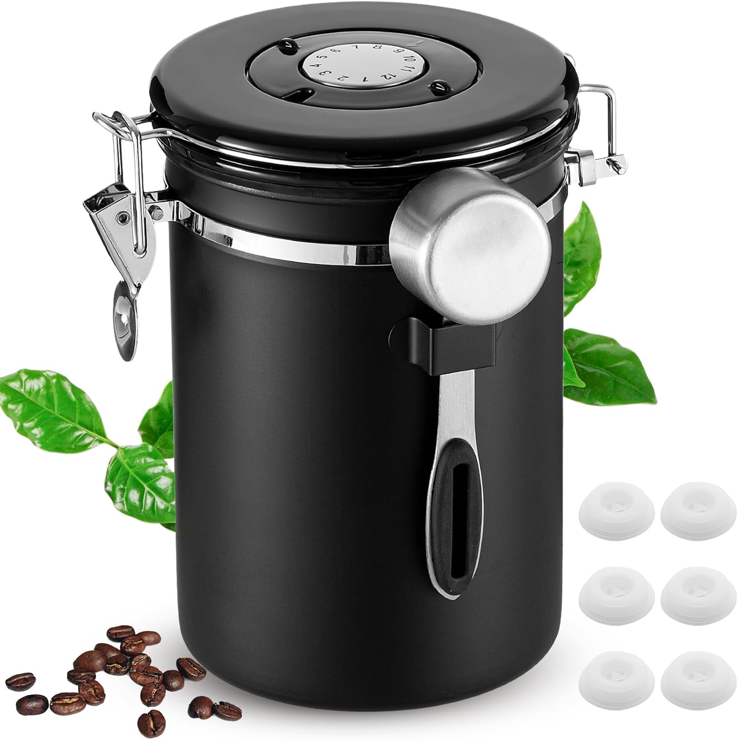 Esilihom Airtight Coffee Bean Storage, 1800ML Coffee Container ...