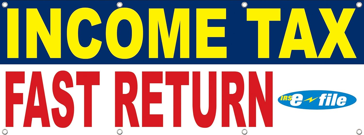 Amazon.com : Income Tax Signs Banners 8' x 3' FT Business Banner Sign ...