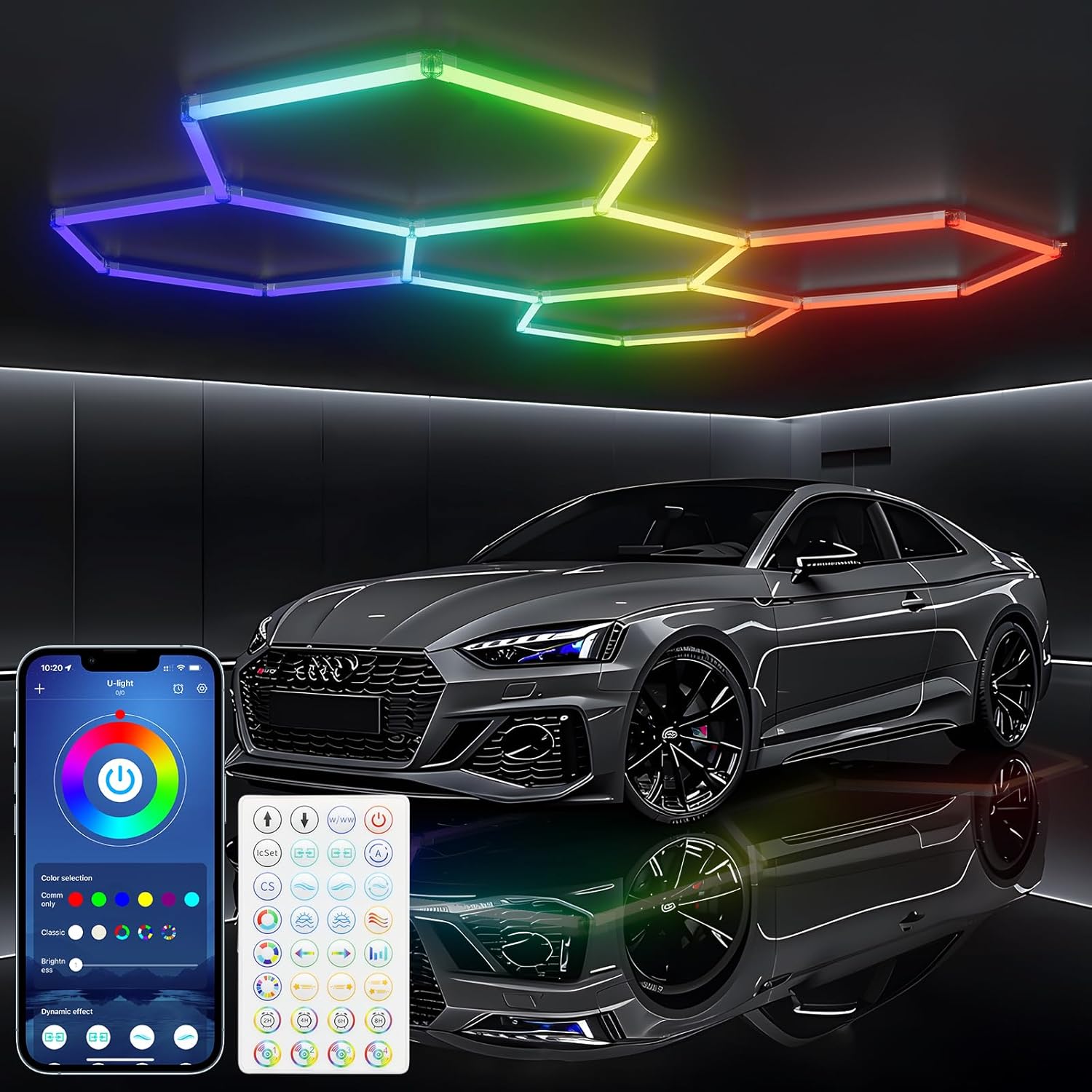Amazon.com: RGB Hexagon Lights - RGB Hexagon Garage Lights LED, RGB ...