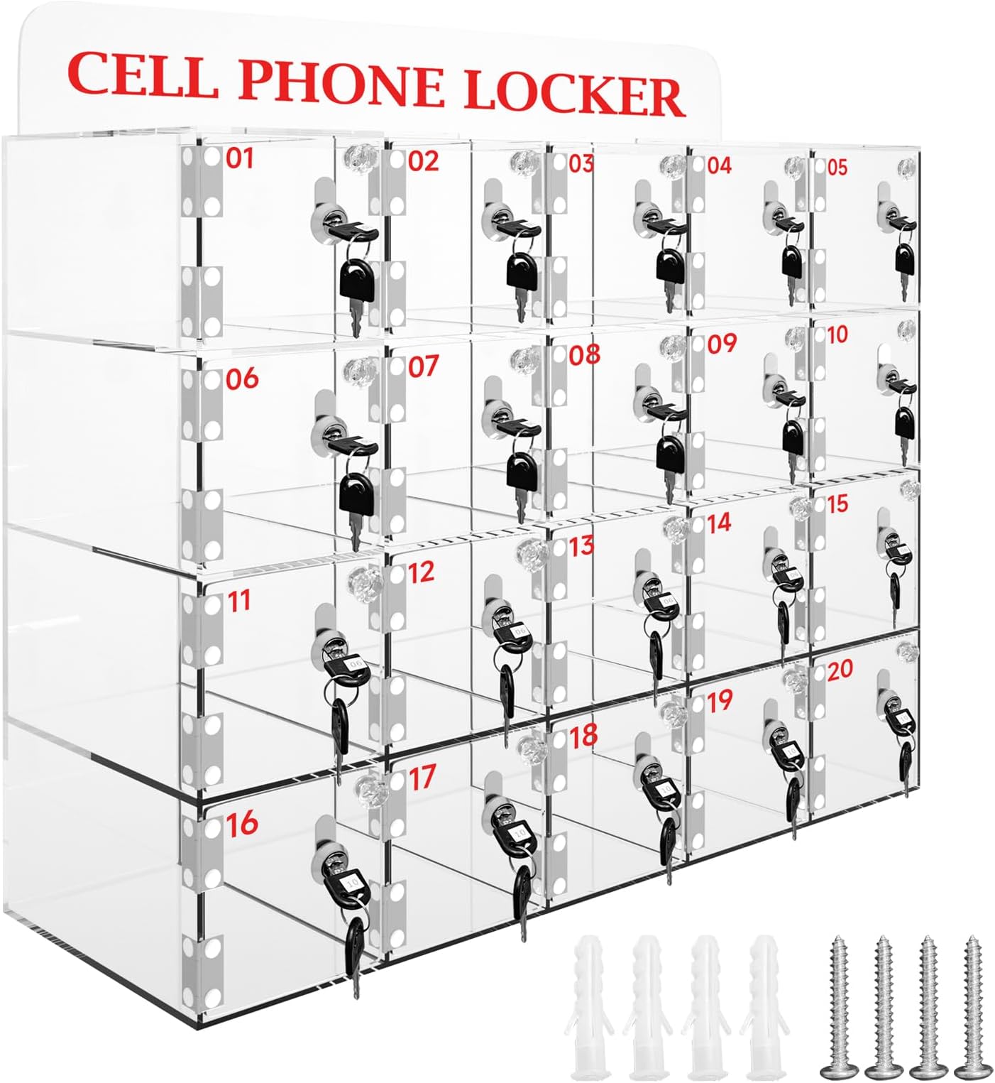 Amazon.com: DEFNES 40 Slots Cell Phone Locker Box, Clear Phone Storage ...