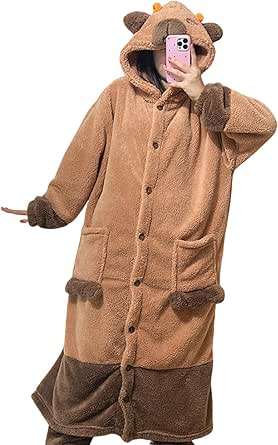 Capybara Onesie Pajamas, Unisex Adult Animal Onesie, Flannel Cute ...