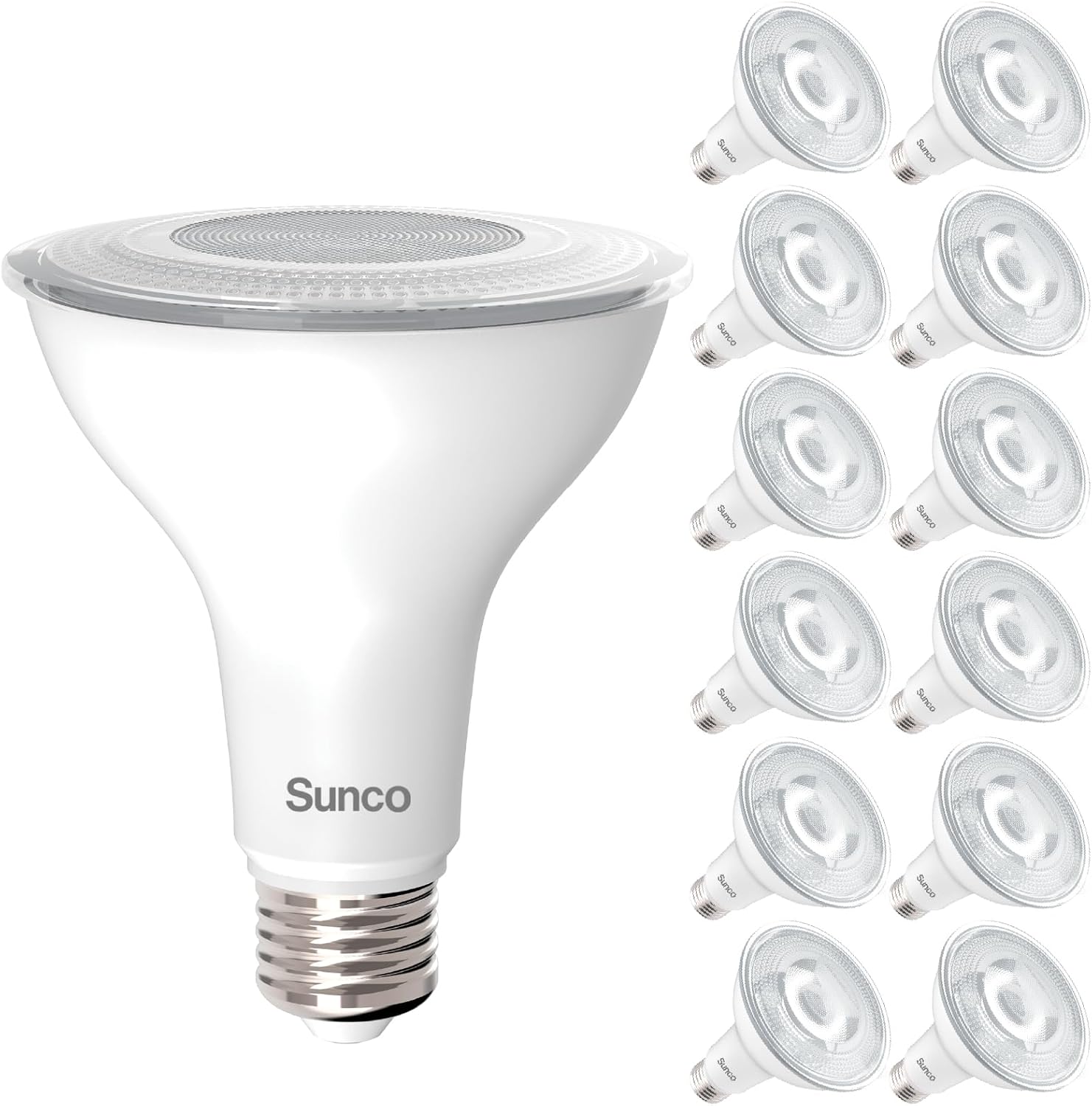 Sunco 12 Pack PAR30 LED Bulb, Exterior Flood Lighting, Long Neck ...