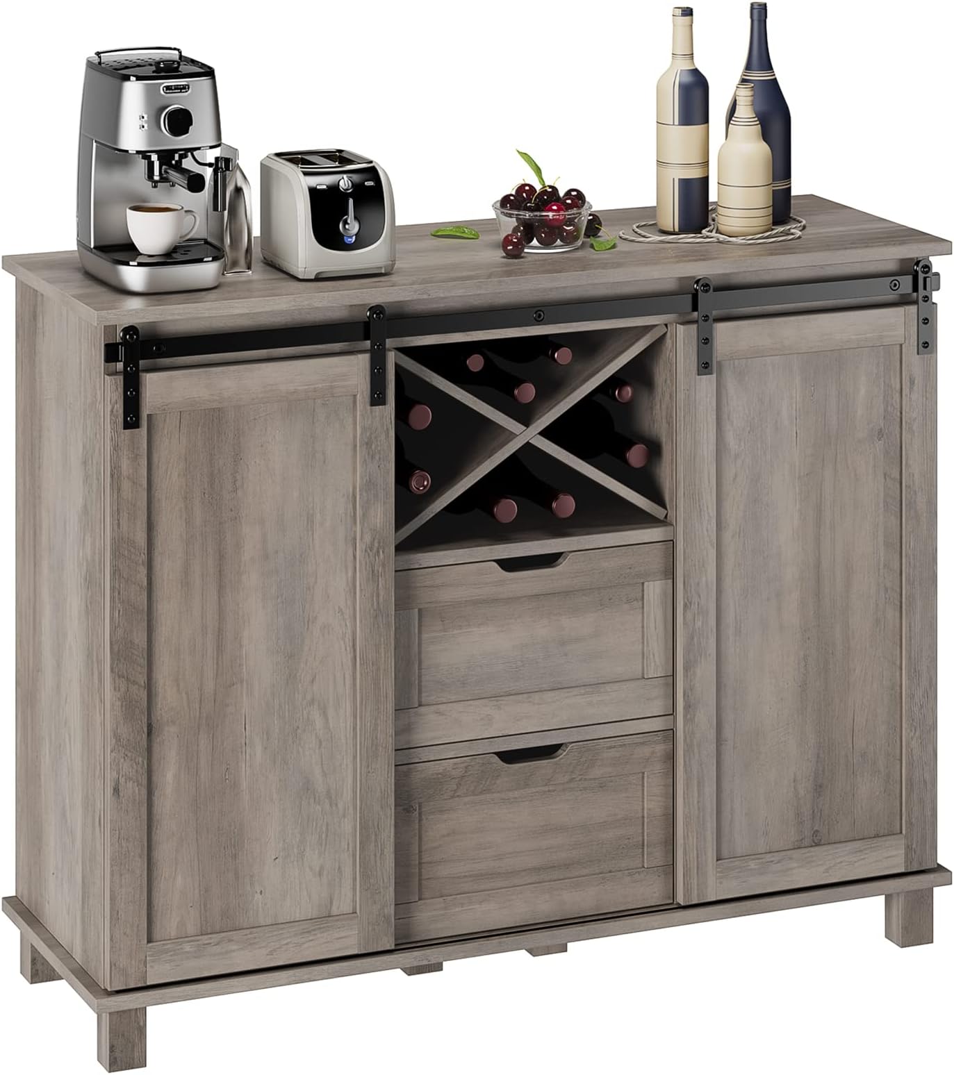 Amazon.com - SICOTAS Farmhouse Coffee Bar Cabinet with Drawer - Rustic ...