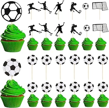 Tortendeko Fussball, 48 Stück Kuchen Deko, Junge Kuchendeko, Happy ...