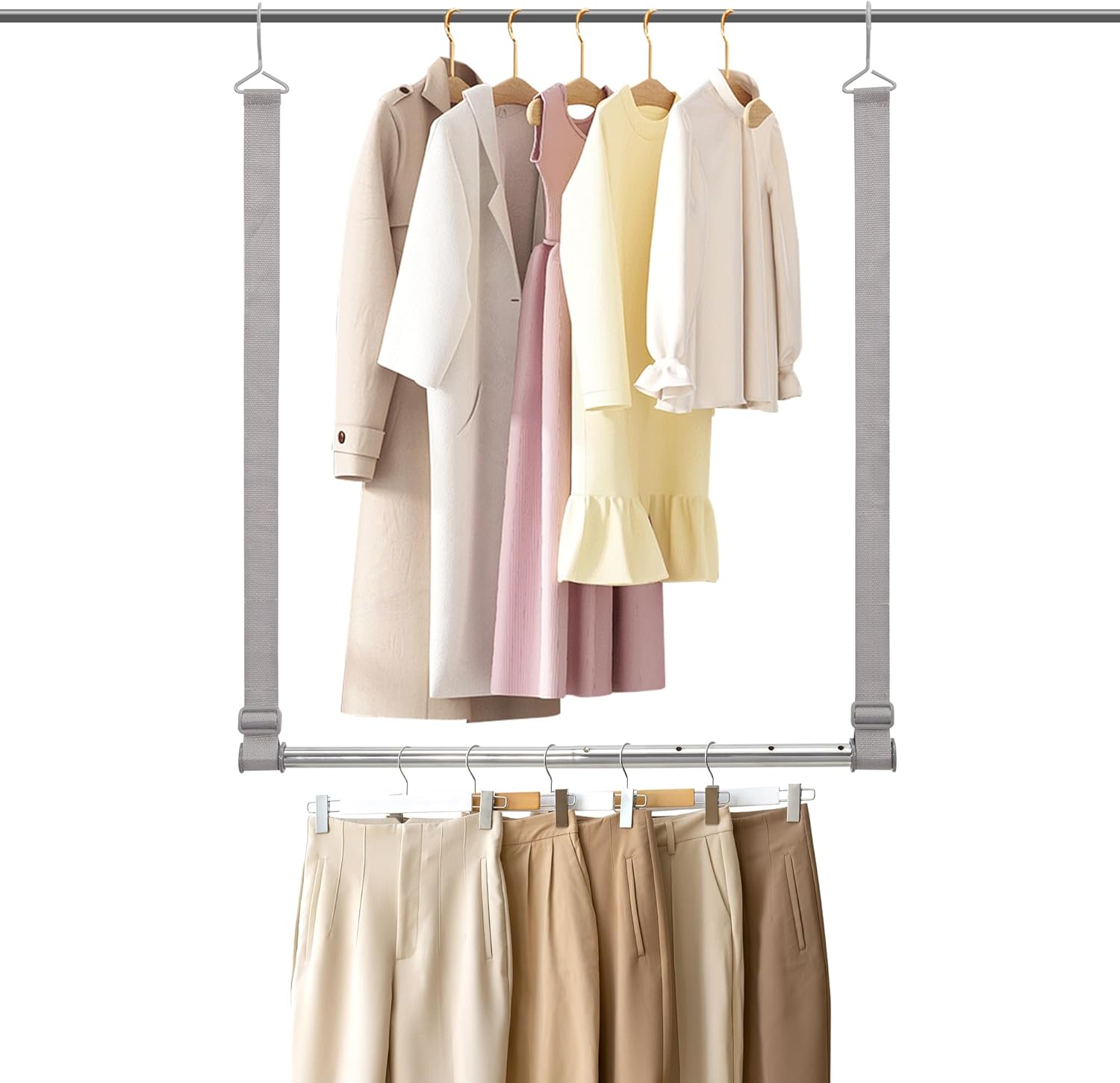 Amazon.com: STO STO Closet Hanging Rod, Length and Height Adjustable ...