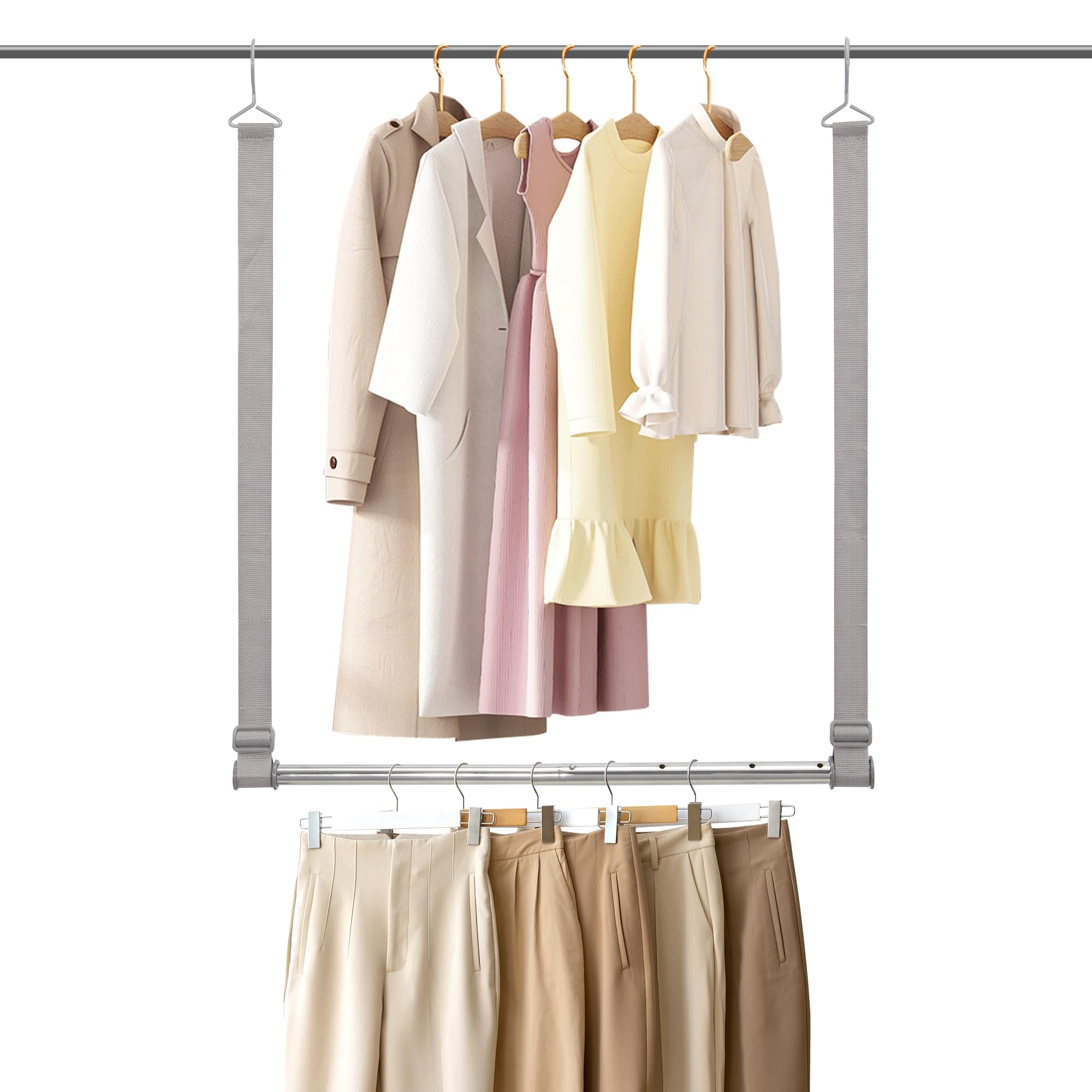 Amazon.com: STO STO Closet Hanging Rod, Length and Height Adjustable ...