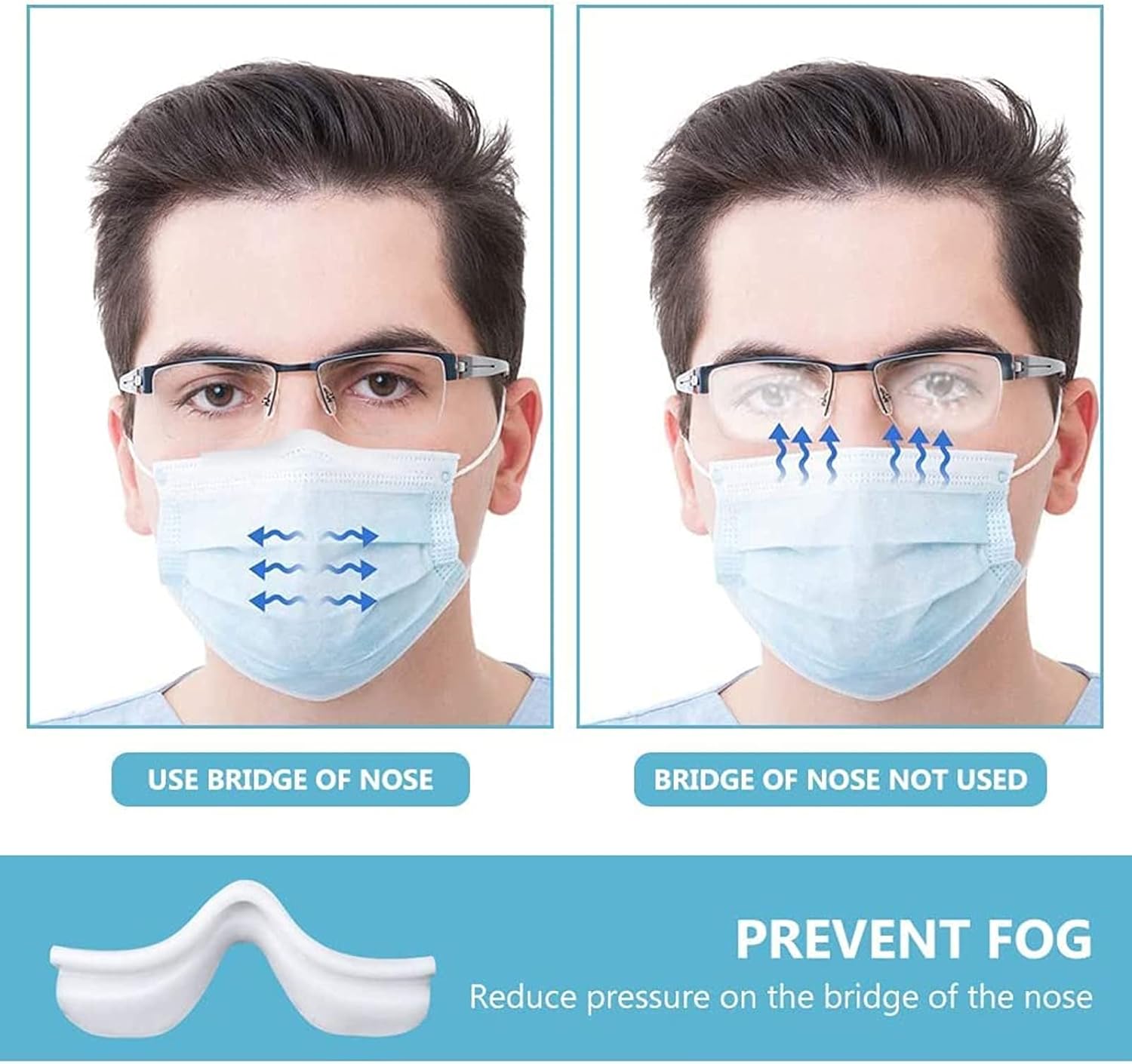 Anti-Fog Mask Clip, Anti-Fog Nose Clip For Mask, Prevents Glasses ...