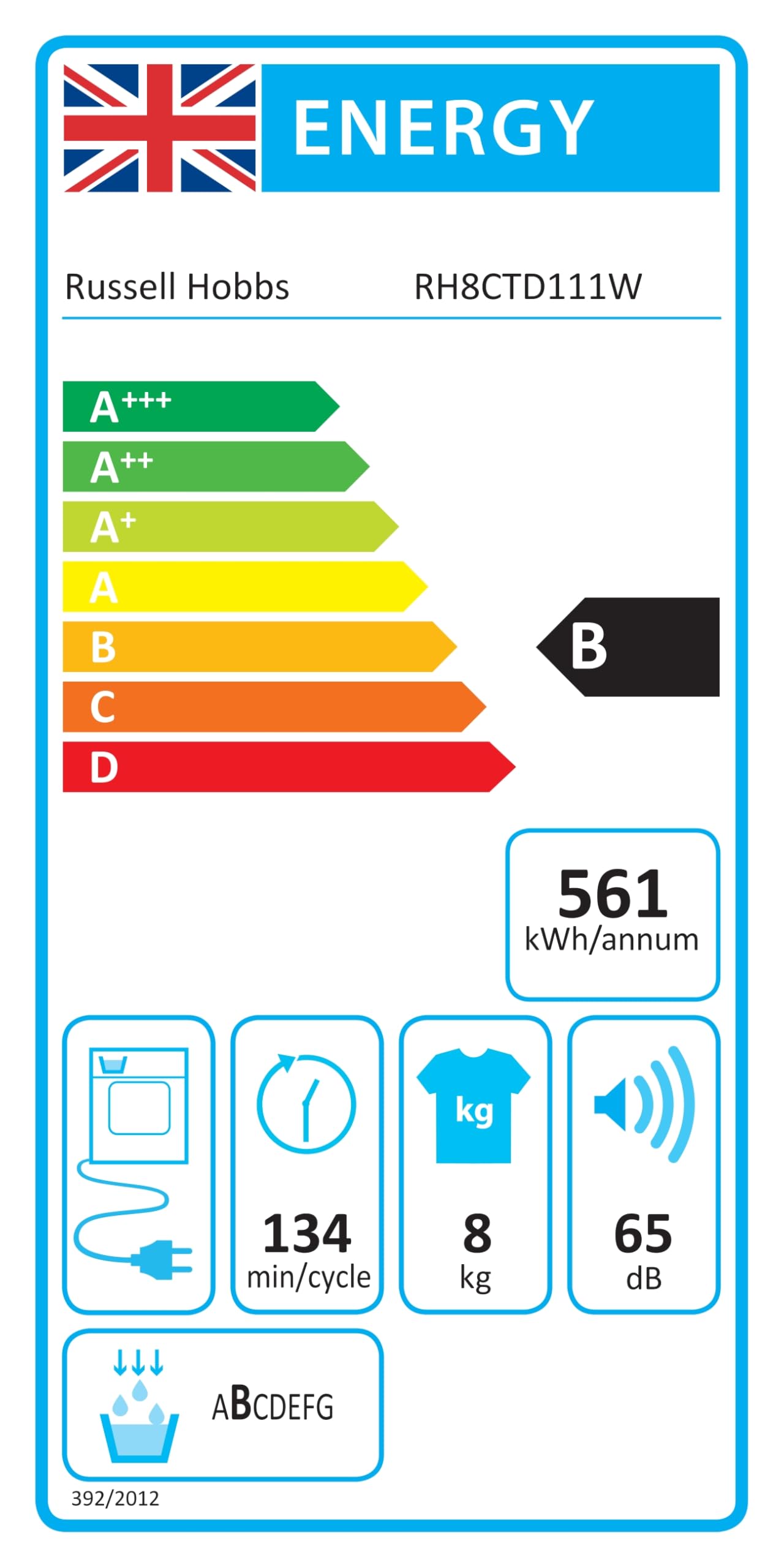 Russell Hobbs Freestanding Washing Machine, 8kg Capacity, 1400 rpm, 15 ...