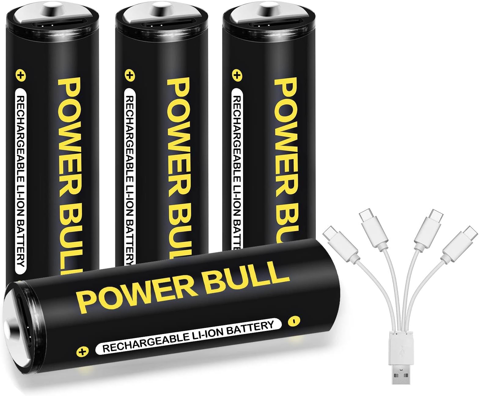 Amazon.com: POWER BULL USB AA Battery Lithium, USB AA Rechargeable ...