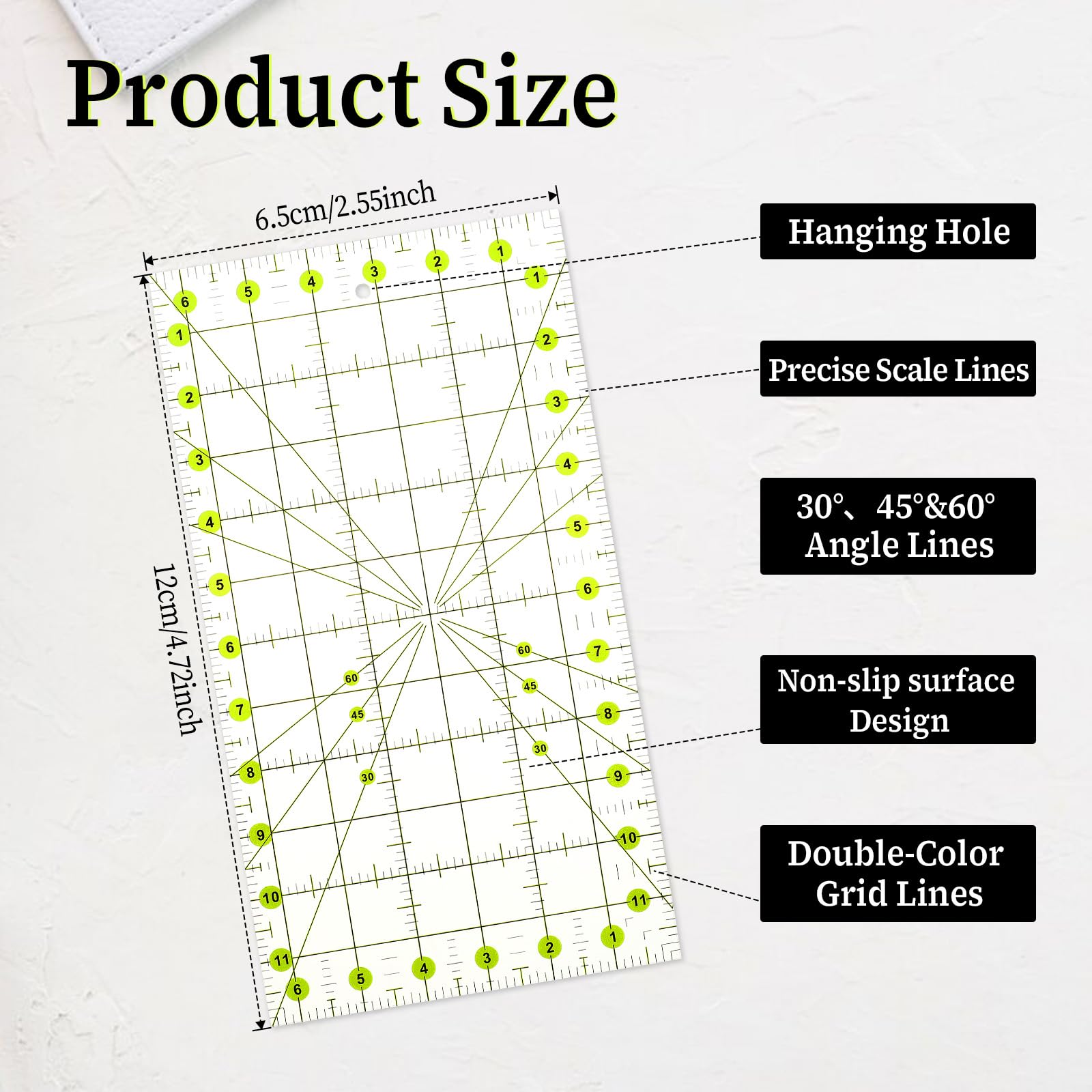 ZEYIYER Quilting Ruler, Sewing Ruler 16.5 X 30.5 cm Acrylic Quilters ...