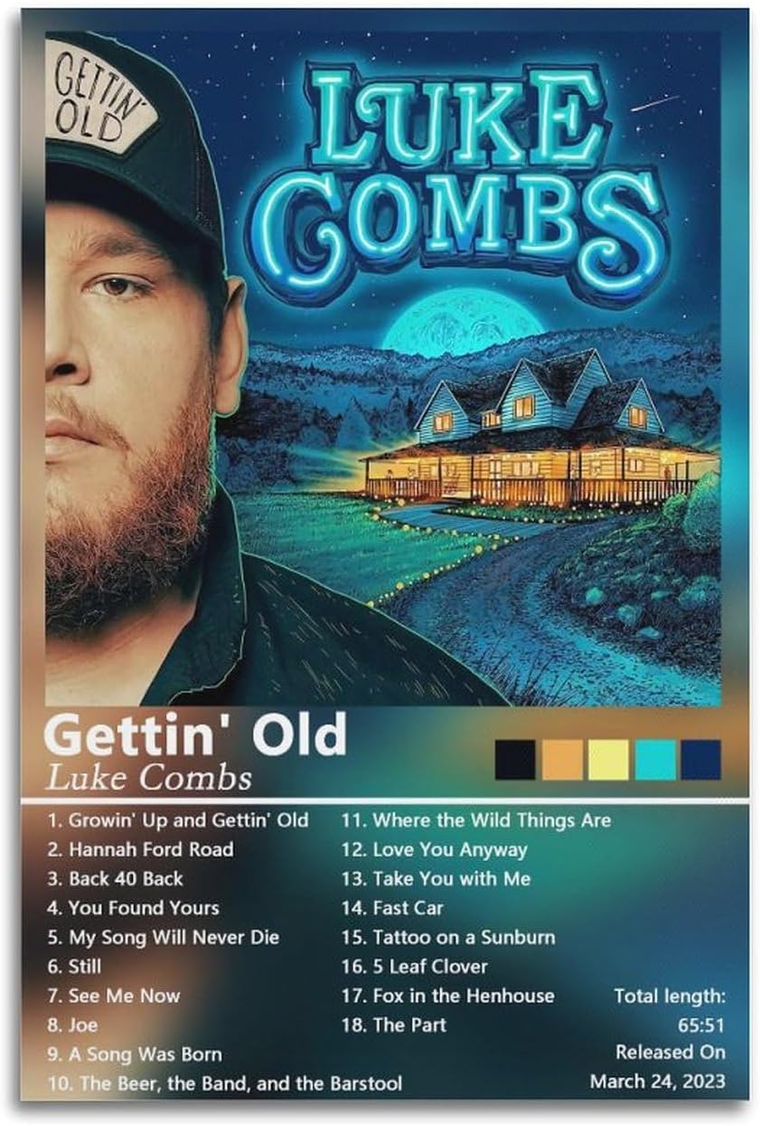 Amazon.com: Luke Combs Poster Gettin' Old Album Cover Posters for ...
