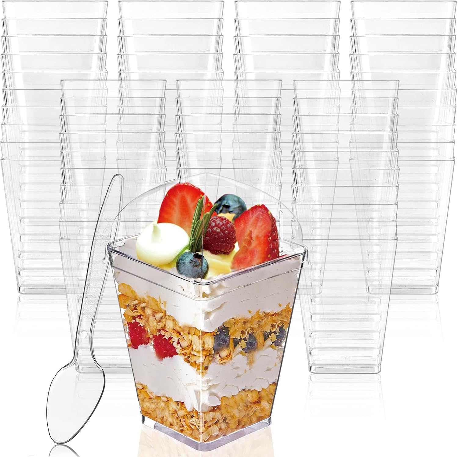 Amazon.com | Hiasobre 5oz 75Pcs Clear Plastic Dessert Cups with Lids ...