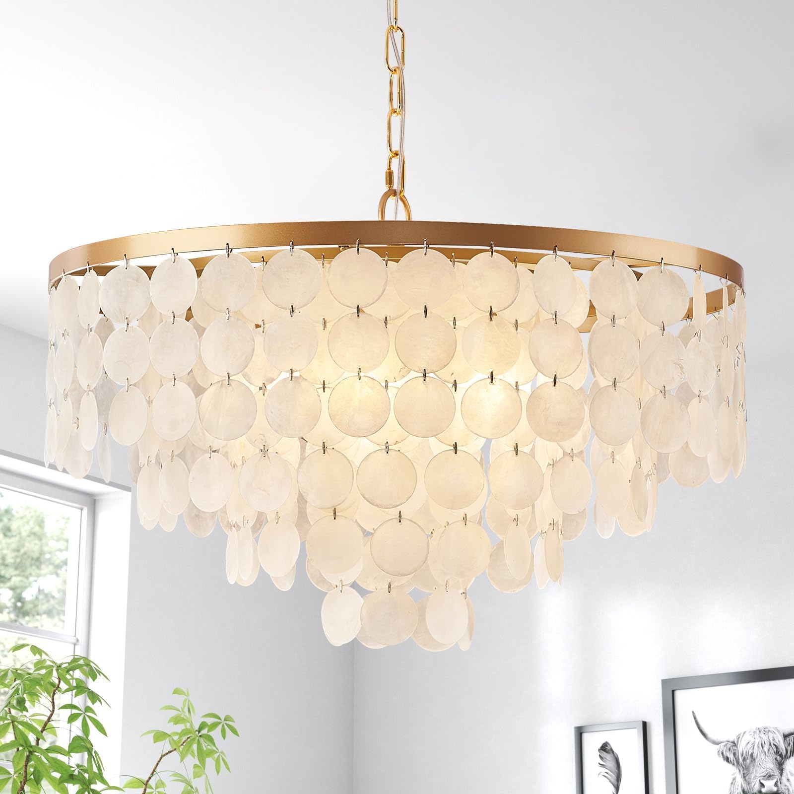 CraftThink LED Pendant Lighting, Rattan Coastal Spiral Shell Pendant ...
