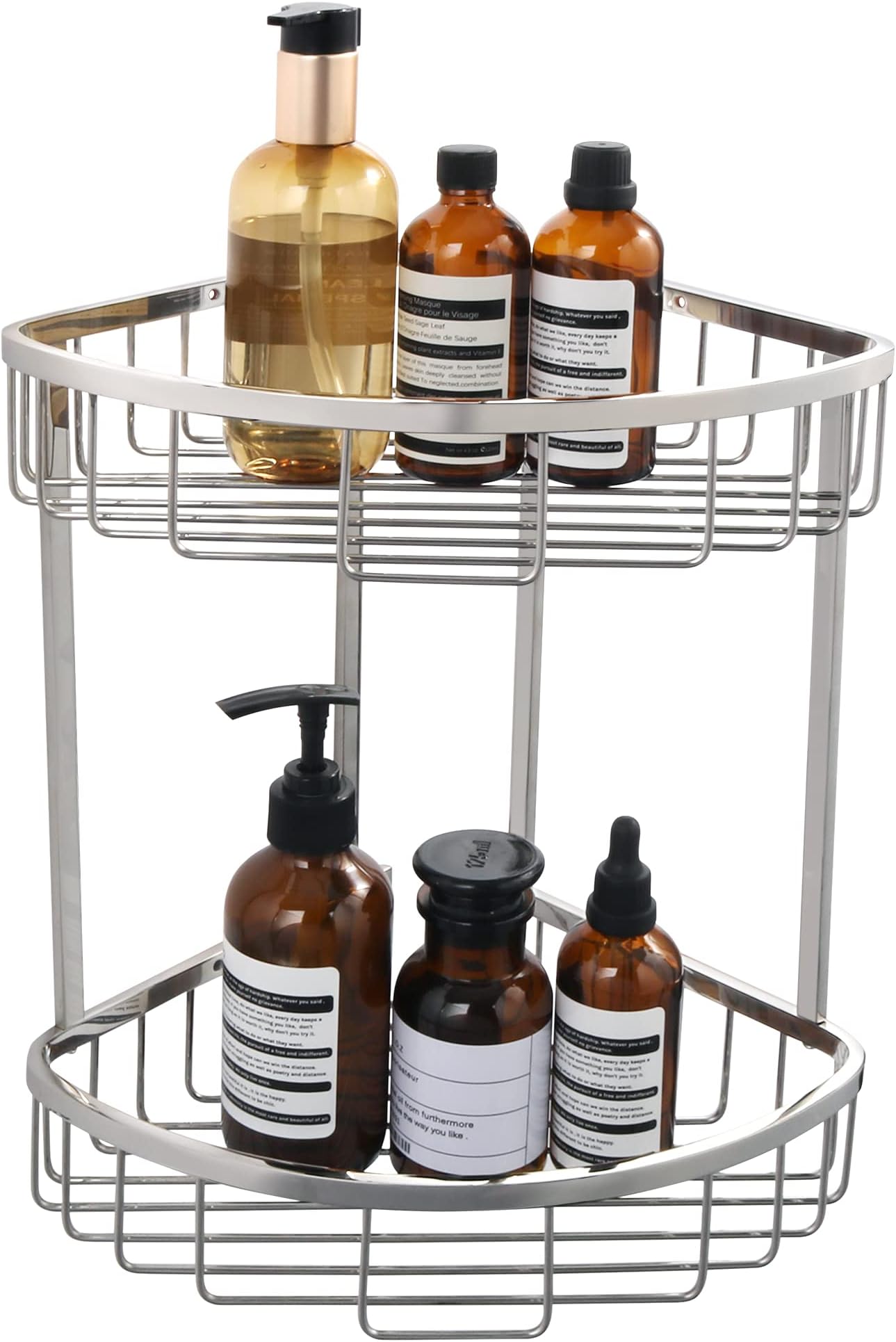 Double Corner Wire Shower Caddy Shelf Basket Rack Soap Shampoo ...