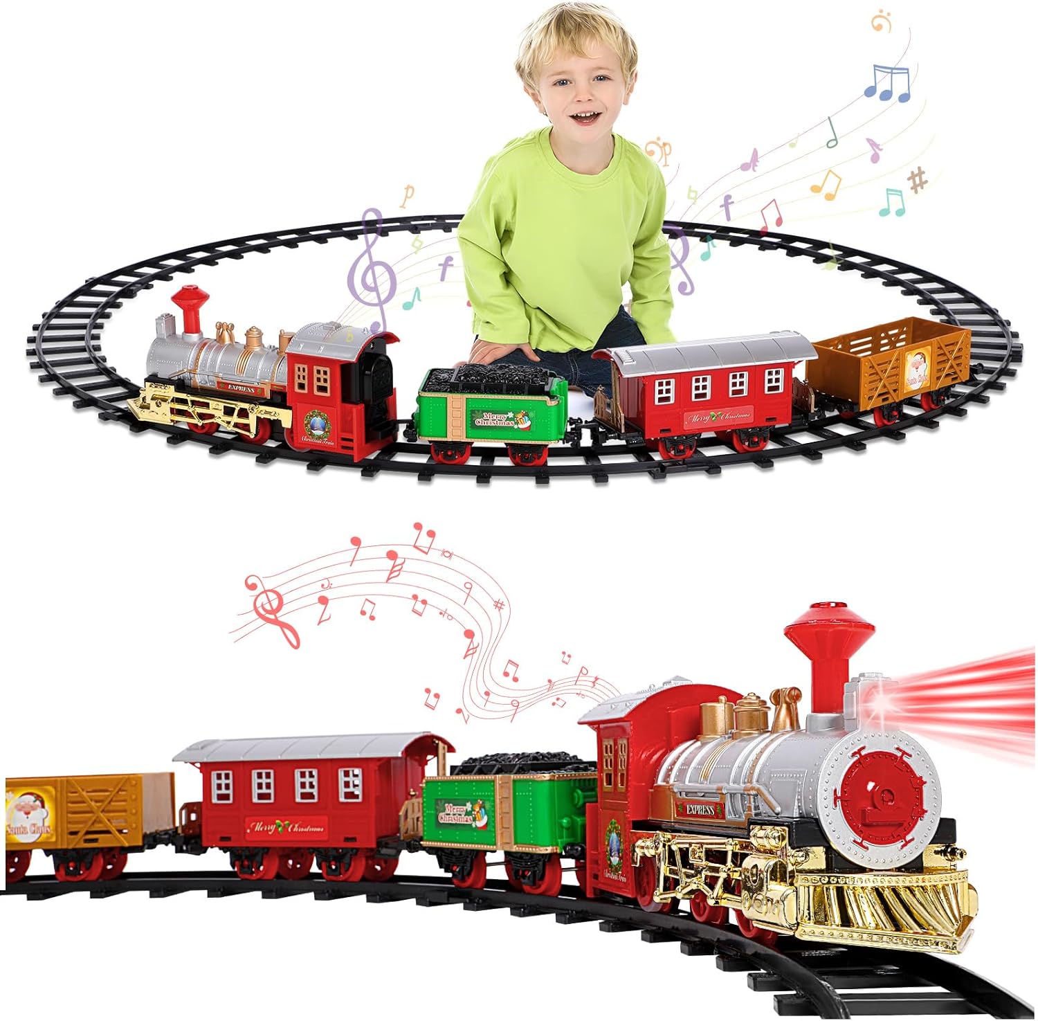 Amazon.com: ZOOS Christmas Train Sets for Under Christmas Tree Electric ...