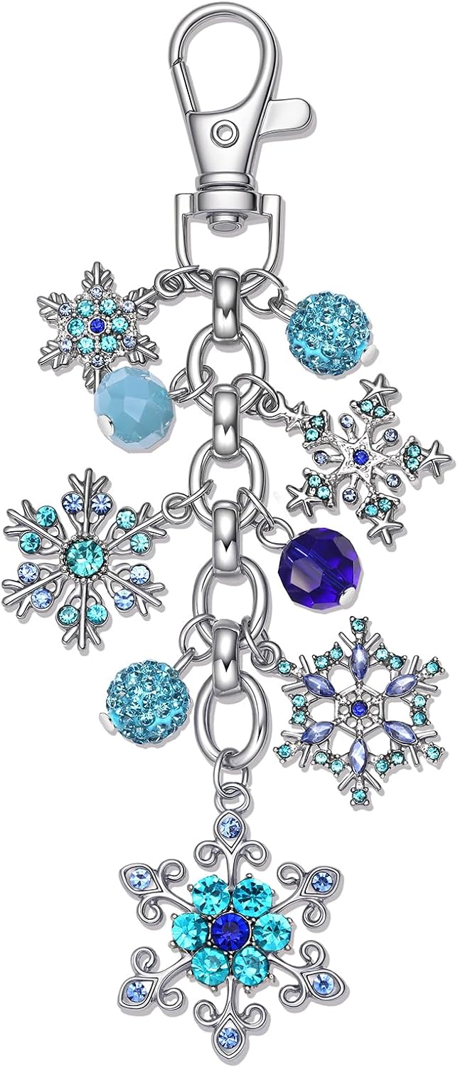 FAERLIIRY Bag Charms Christma Blue Snowflake KeyChain Key Chains Women ...