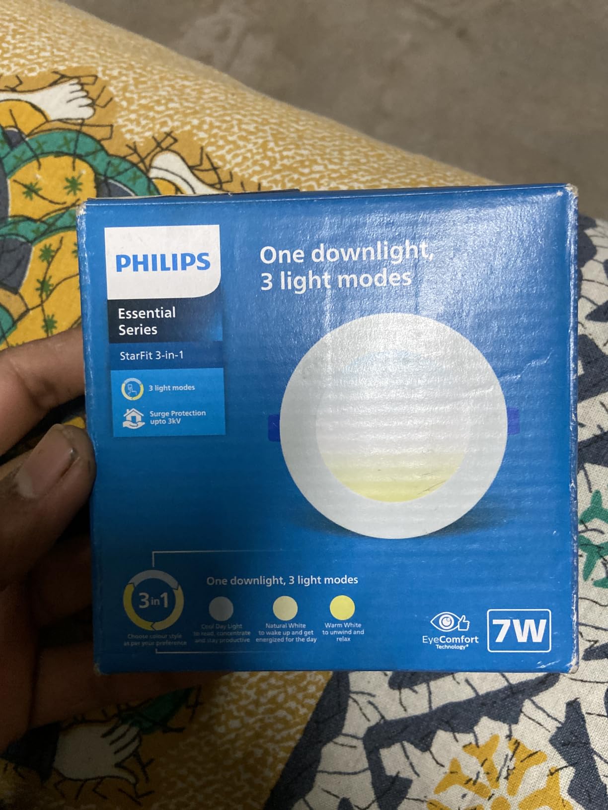 PHILIPS StarFit 7-watt Round LED Downlighter | 3 Colors in 1 Concealed ...