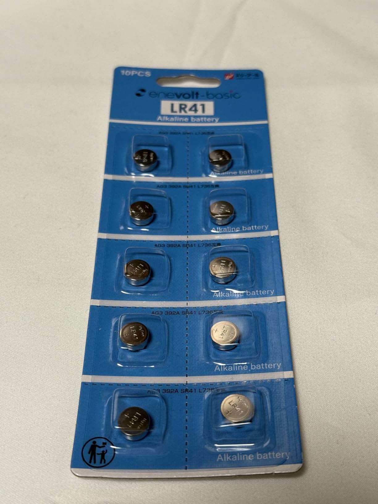 Amazon | enevolt basic ボタン電池 LR41 H 1.5V アルカリボタン電池 AG3192、192、AG3、384、392、LR736、G3A互換 10個セット (10 ...