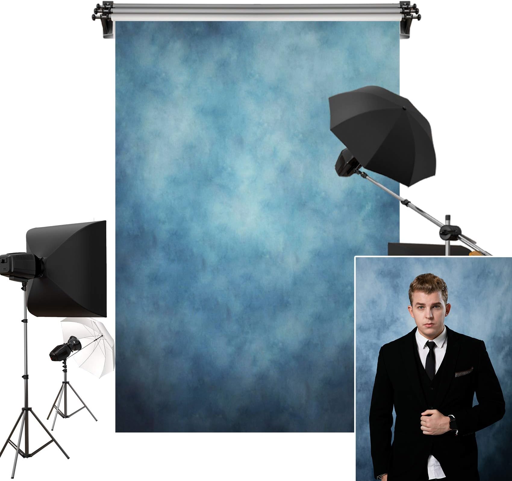 Amazon.com : Laeacco 5x7ft Solid Color Backdrop Blurry Blue Photo ...