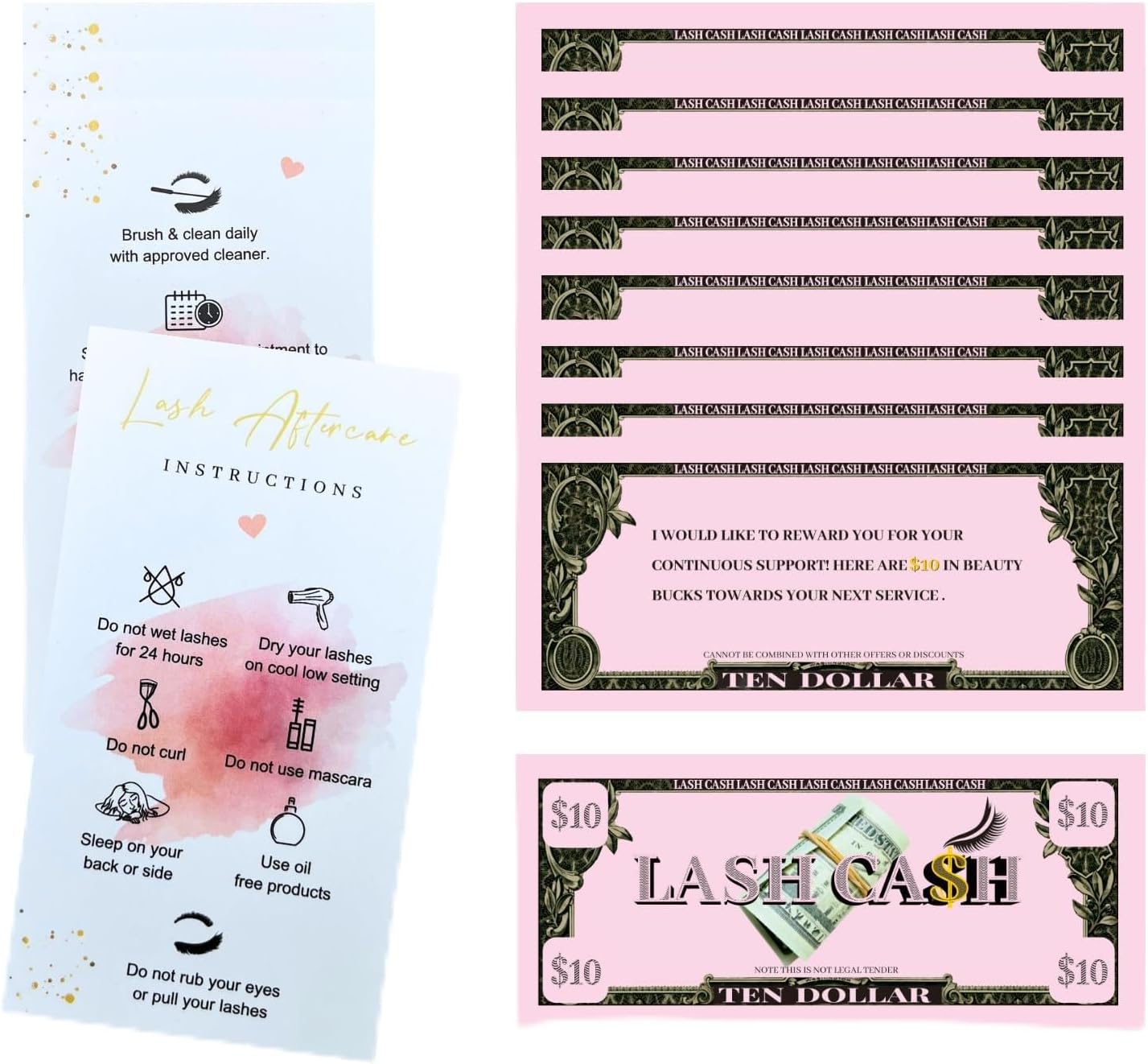Amazon.com: Lash Extension Aftercare Instructions Cards Lash Gift ...