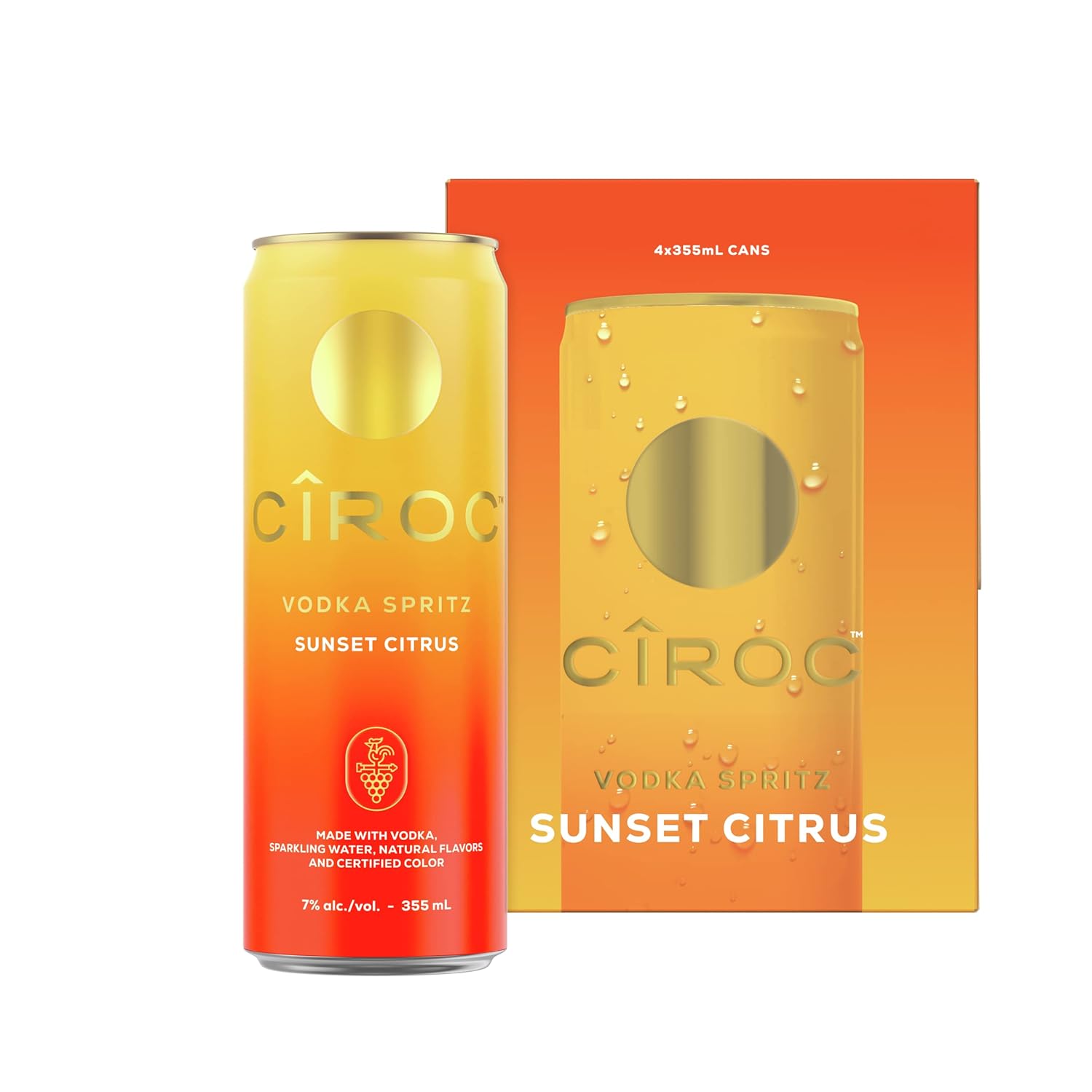 Amazon.com: Ciroc Vodka Spritz Sunset Citrus, 4pk 355 mL Can, 14 proof ...