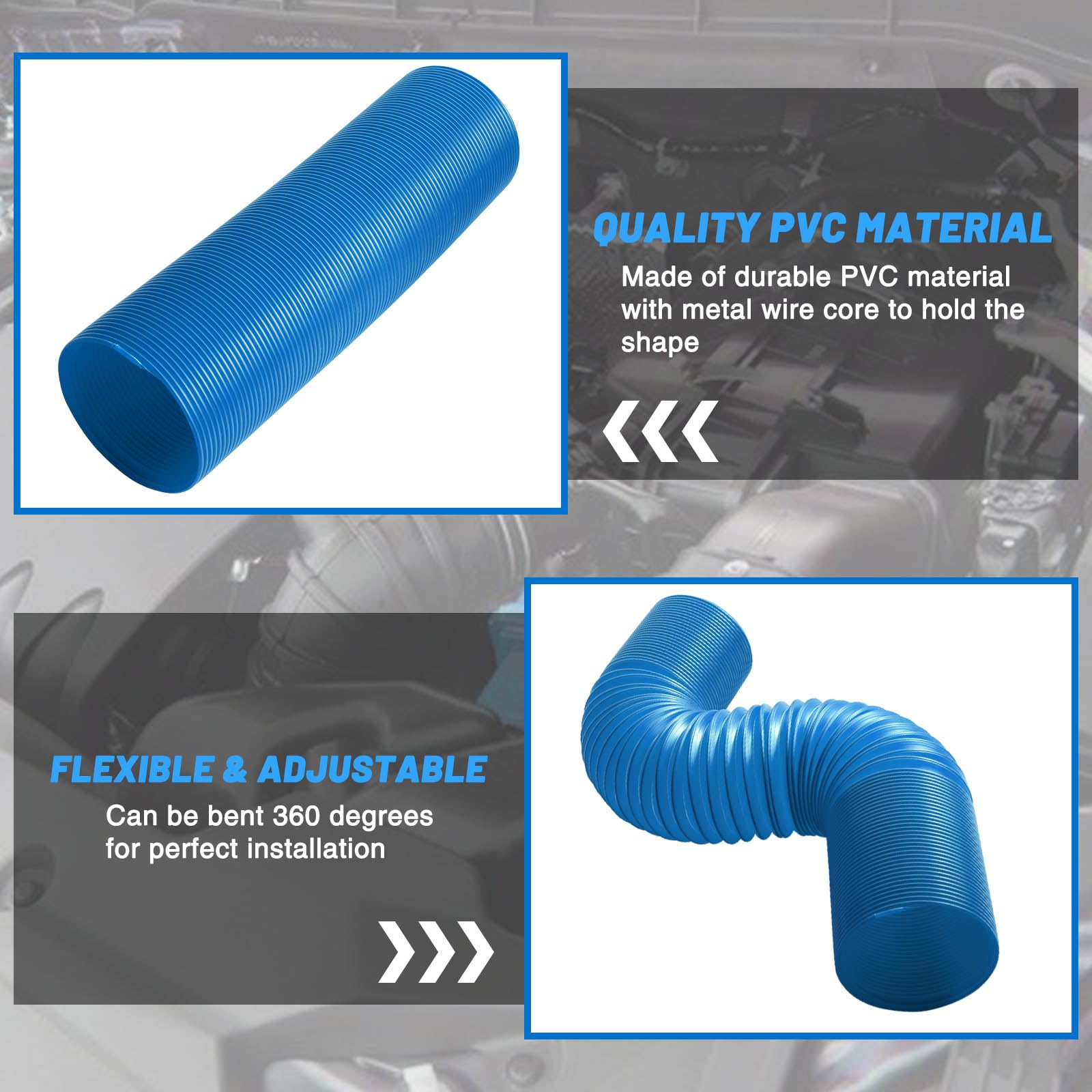 Snapklik.com : Tongze 3 Inch Cold Air Intake Pipe: Universal Flexible Duct