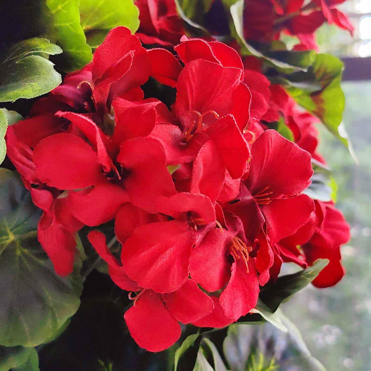 Pack of 4 - Artificial Geraniums Bundles Full Blooms Silk Flower Plants ...